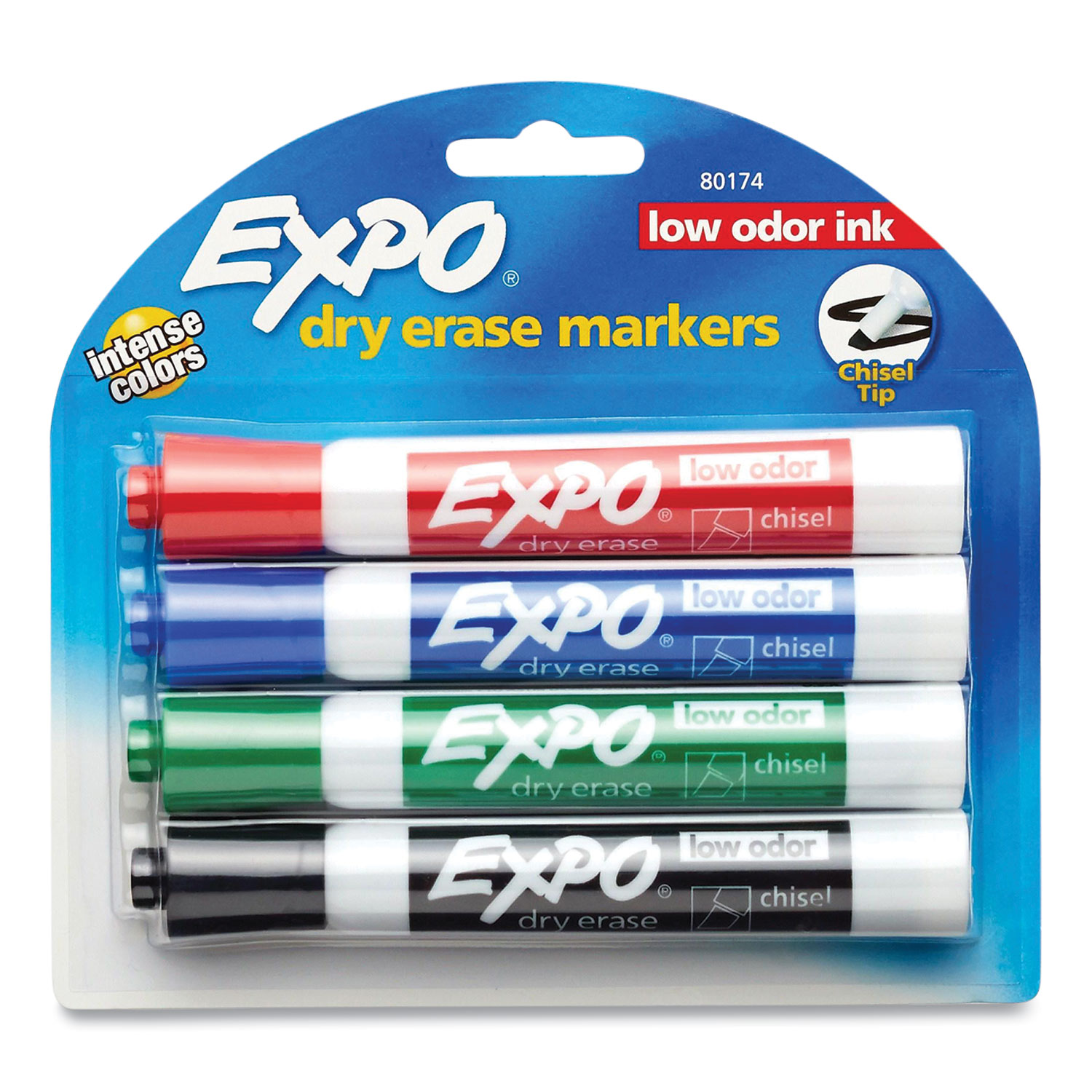 EXPO® Low-Odor Dry-Erase Marker, Peggable Card, Broad Chisel Tip ...