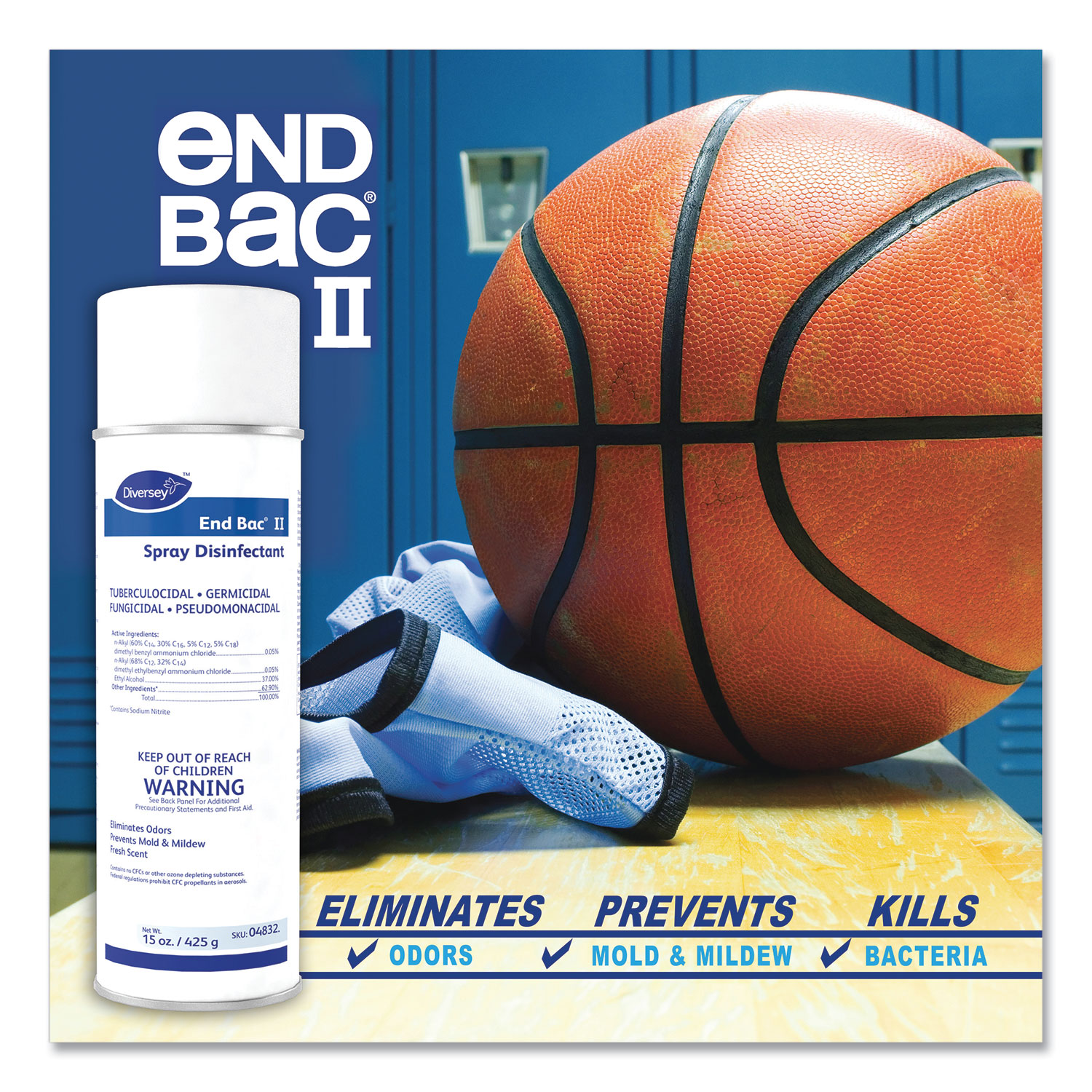Diversey™ End Bac II Spray Disinfectant, Fresh Scent, 15 oz Aerosol ...