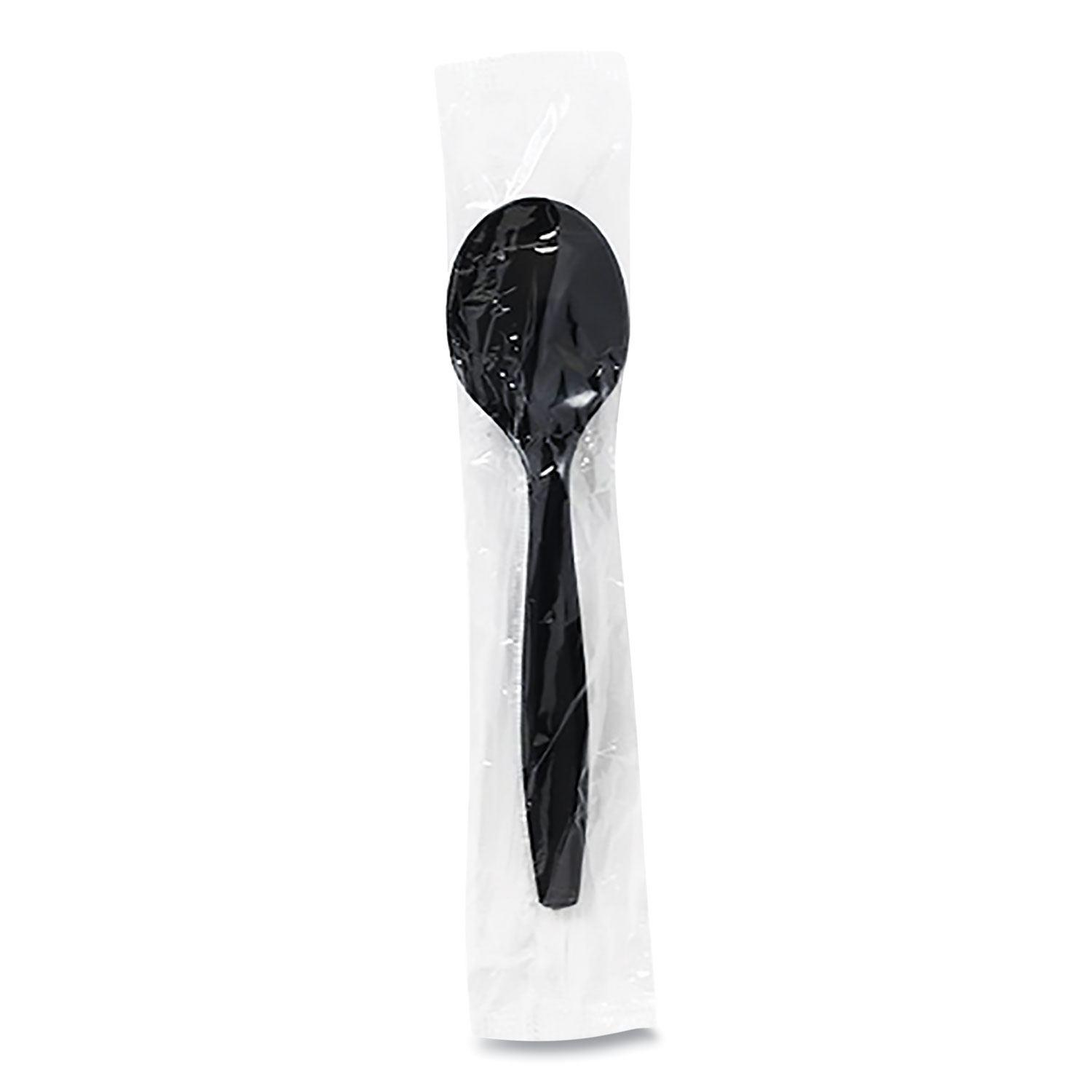 Individually Wrapped Heavyweight Soup Spoons, Polypropylene, Black ...