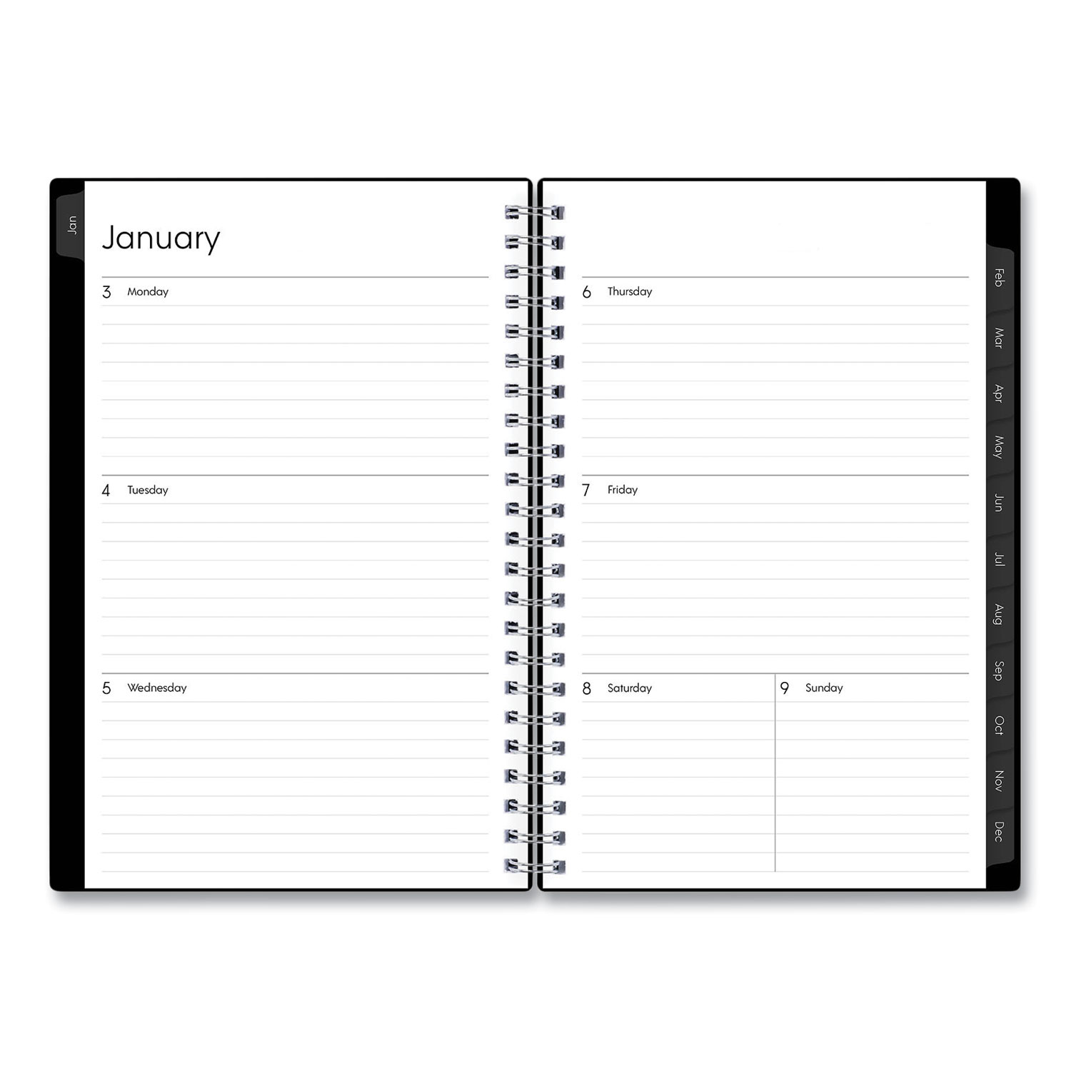 Blue Sky® Enterprise Weekly/Monthly Planner, 8 x 5, Black Cover, 12 ...