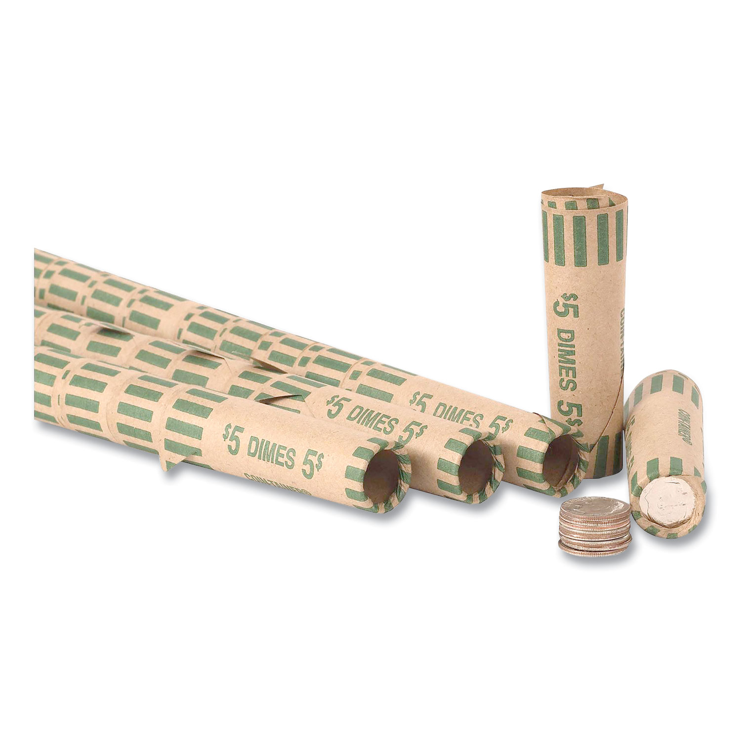 Preformed Tubular Coin Wrappers, Dimes, $5, 1000 Wrappers/Box - Comp-U ...