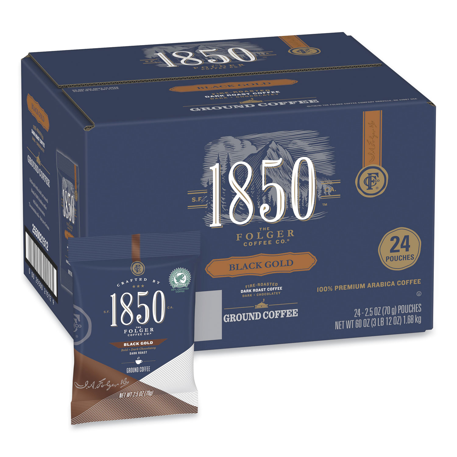 1850 Coffee Fraction Packs, Black Gold, Dark Roast, 2.5 oz Pack, 24 ...