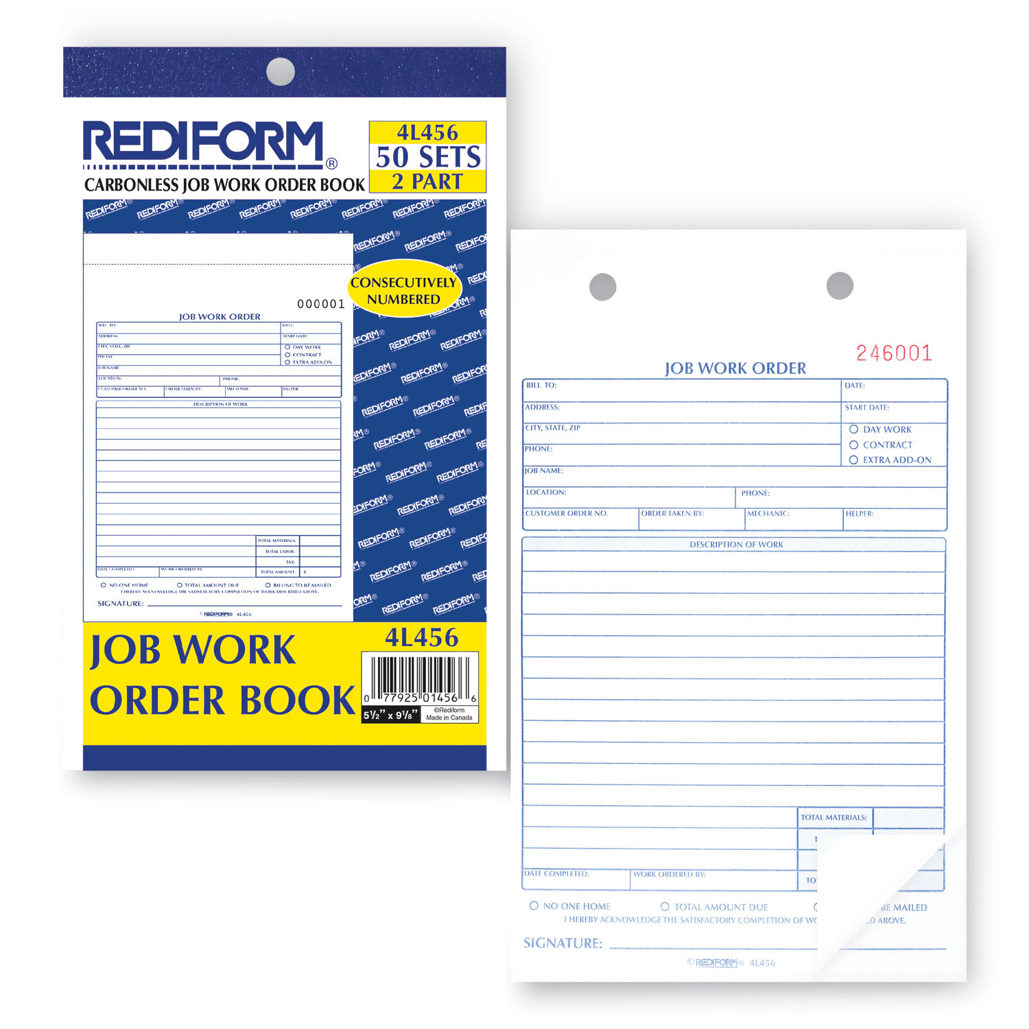 RED4L456 Rediform® Job Work Order Book - Zuma