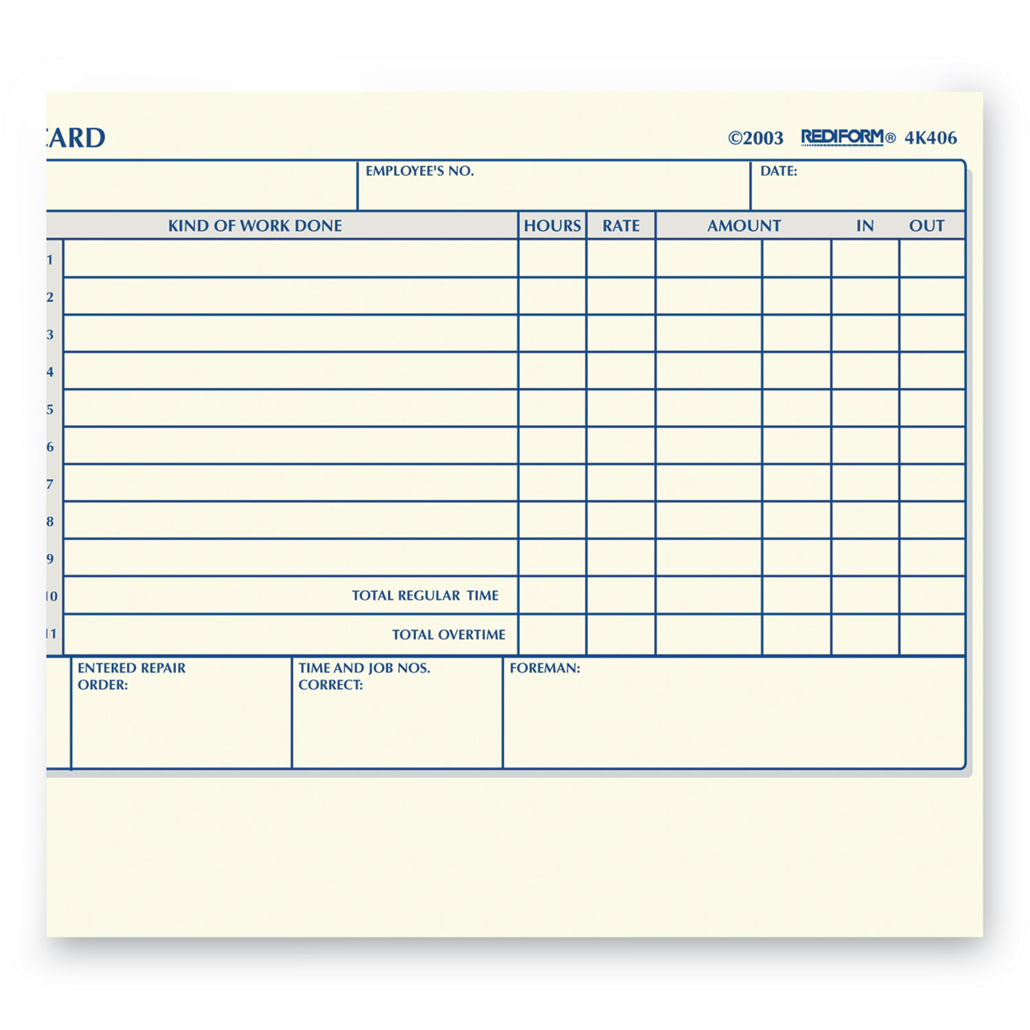 Rediform® Daily Employee Time Cards, Two Sides, 4.25 x 7, 100/Pad ...