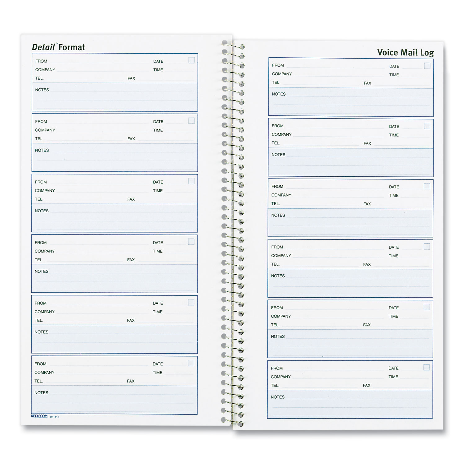 Detail Wirebound Voice Mail Log Book, One-Part (No Copies), 5 x 1.63, 6 ...