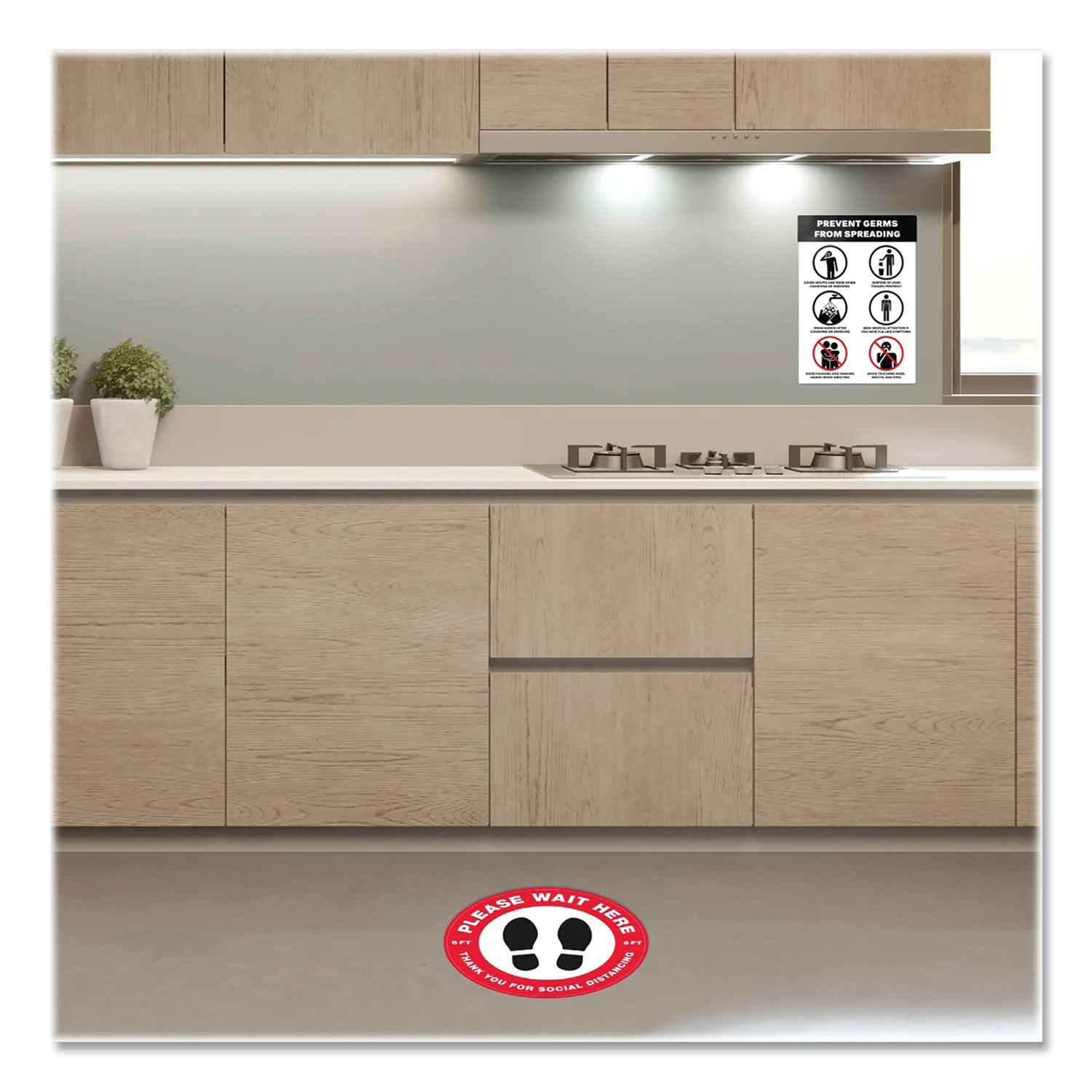 Avery® Preprinted Surface Safe Wall Decals, 7 x 10, Prevent Germs from ...