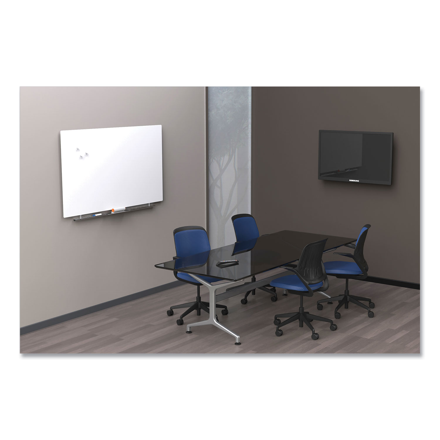 Clarity Glass Cinema Magnetic White Board with Aluminum Marker Rail, 62 ...