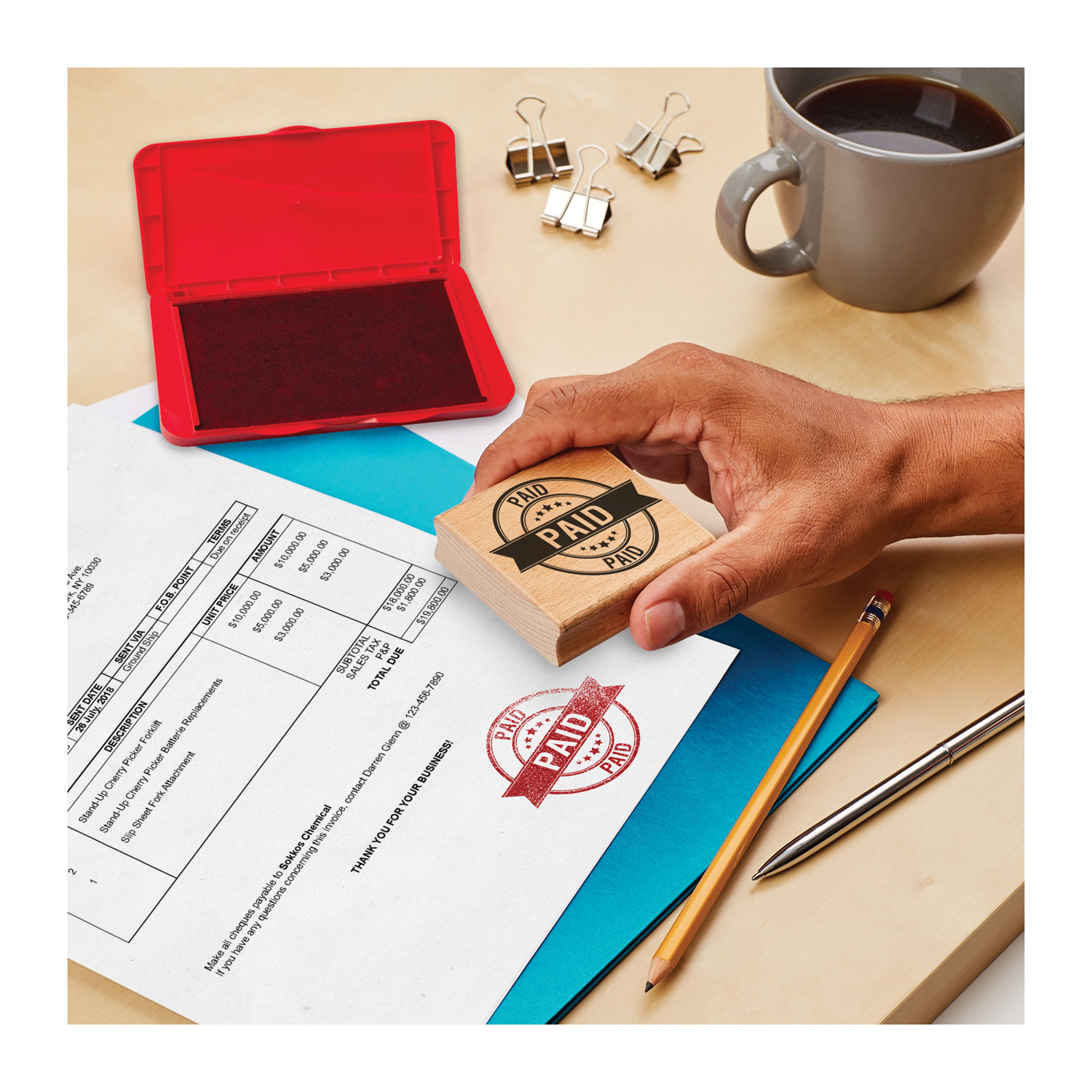 Pre-Inked Felt Stamp Pad, 4.25" x 2.75", Red - US Labels and Materials ...
