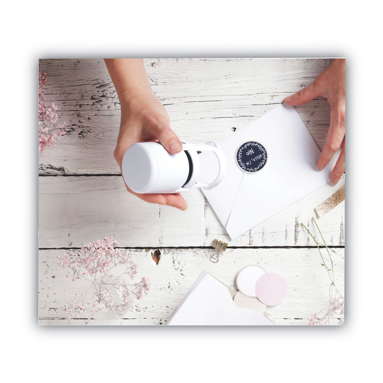 NIO® Stamp with Voucher and Fancy Gray Ink Pad, Self-Inking, 1.56 ...