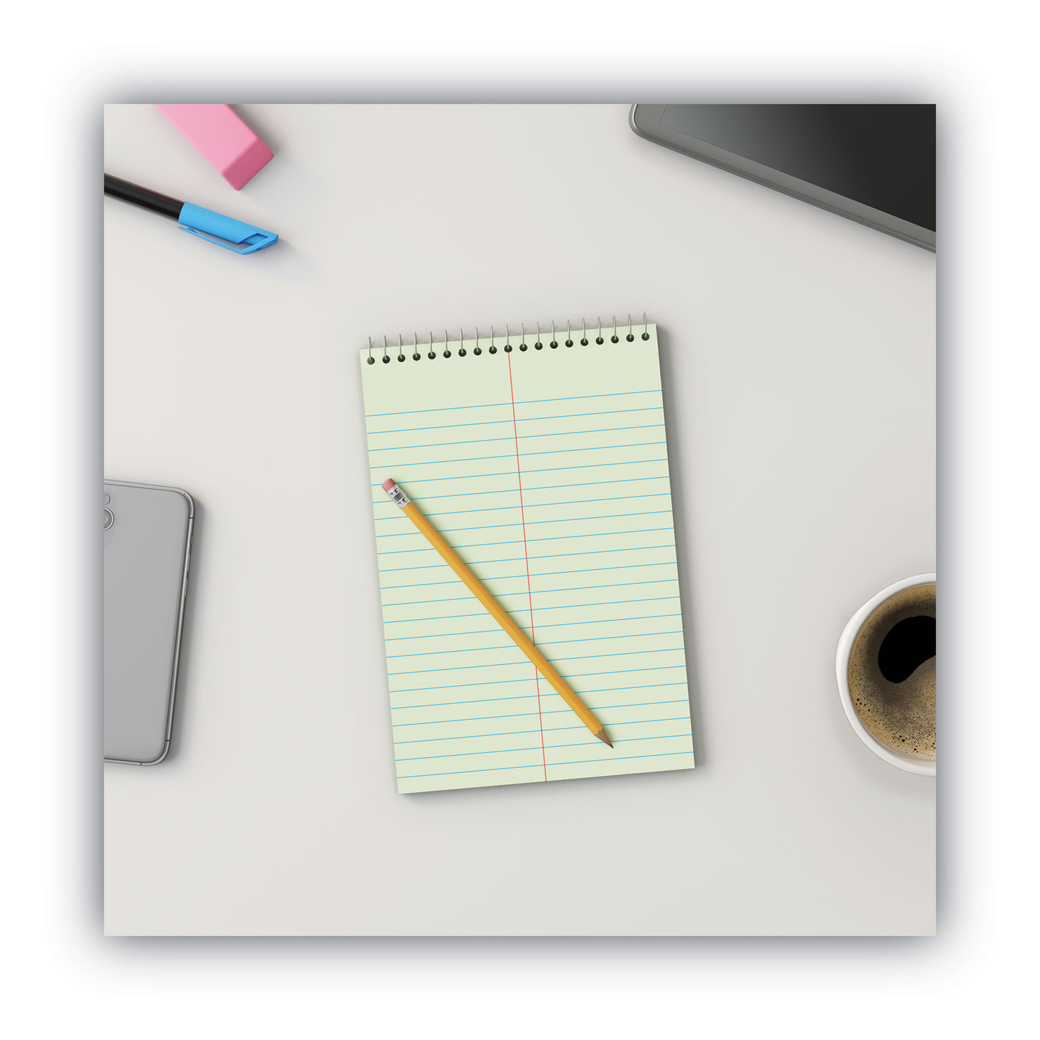 Universal® Steno Pads, Red Cover, Gregg Rule, (80) Green-Tint 6 x 9 ...
