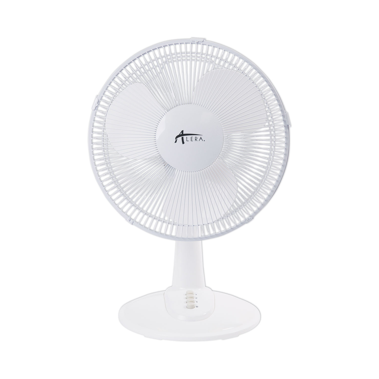 12" 3-Speed Oscillating Desk Fan, Plastic, White - Reparto