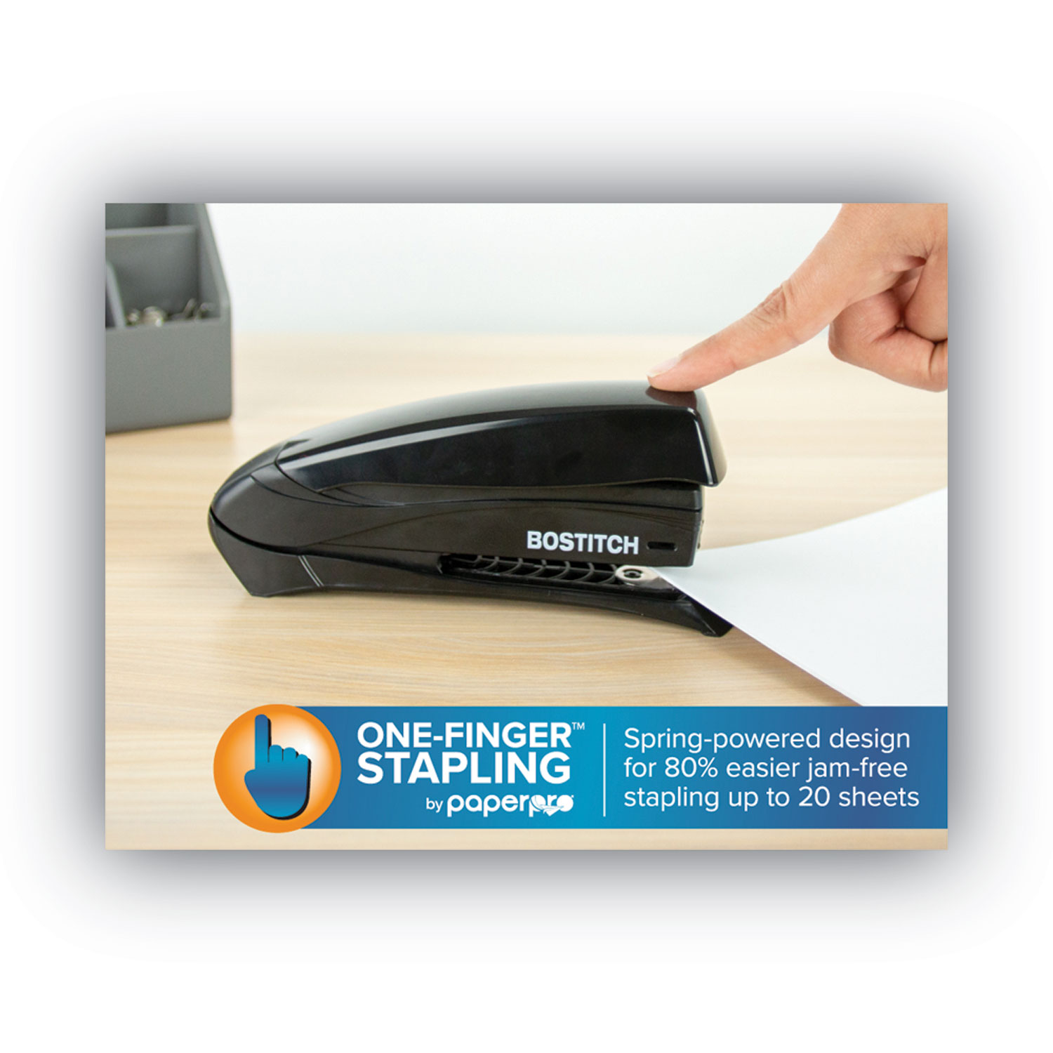 Inspire Spring-Powered Full-Strip Stapler, 20-Sheet Capacity, Black ...