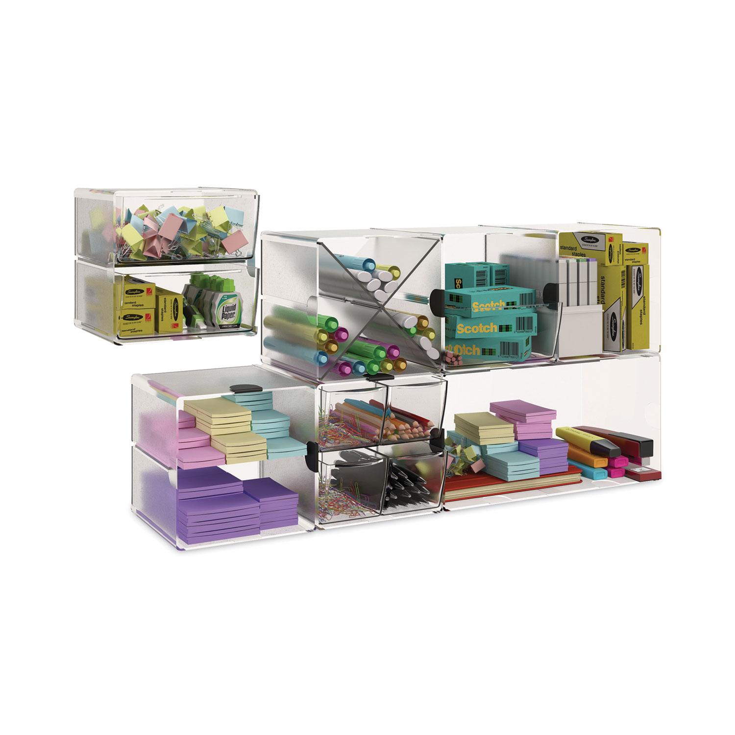 Stackable Cube Organizer, Double Cube, Plastic, 12 x 6 x 6, Clear ...