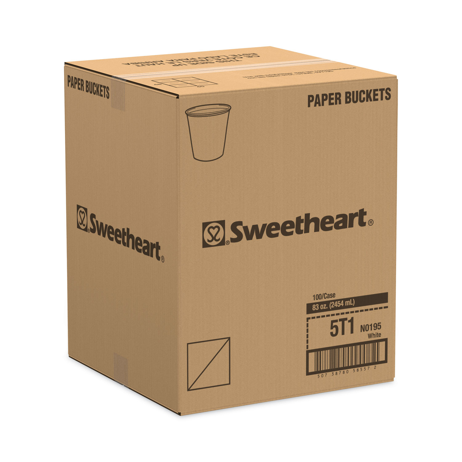 SOLO® Double Wrapped Paper Bucket, Unwaxed, 83oz, White, 100/Carton ...