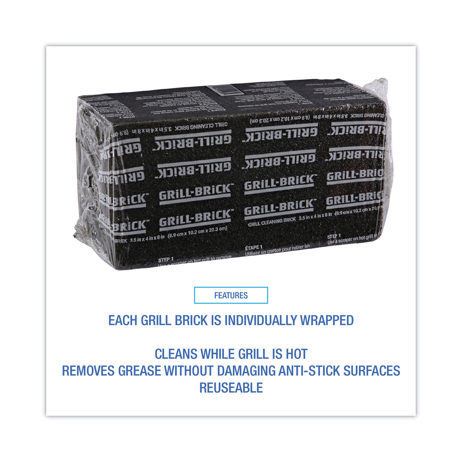 Grill Brick, 8 x 4, Black, 12/Carton - mastersupplyonline