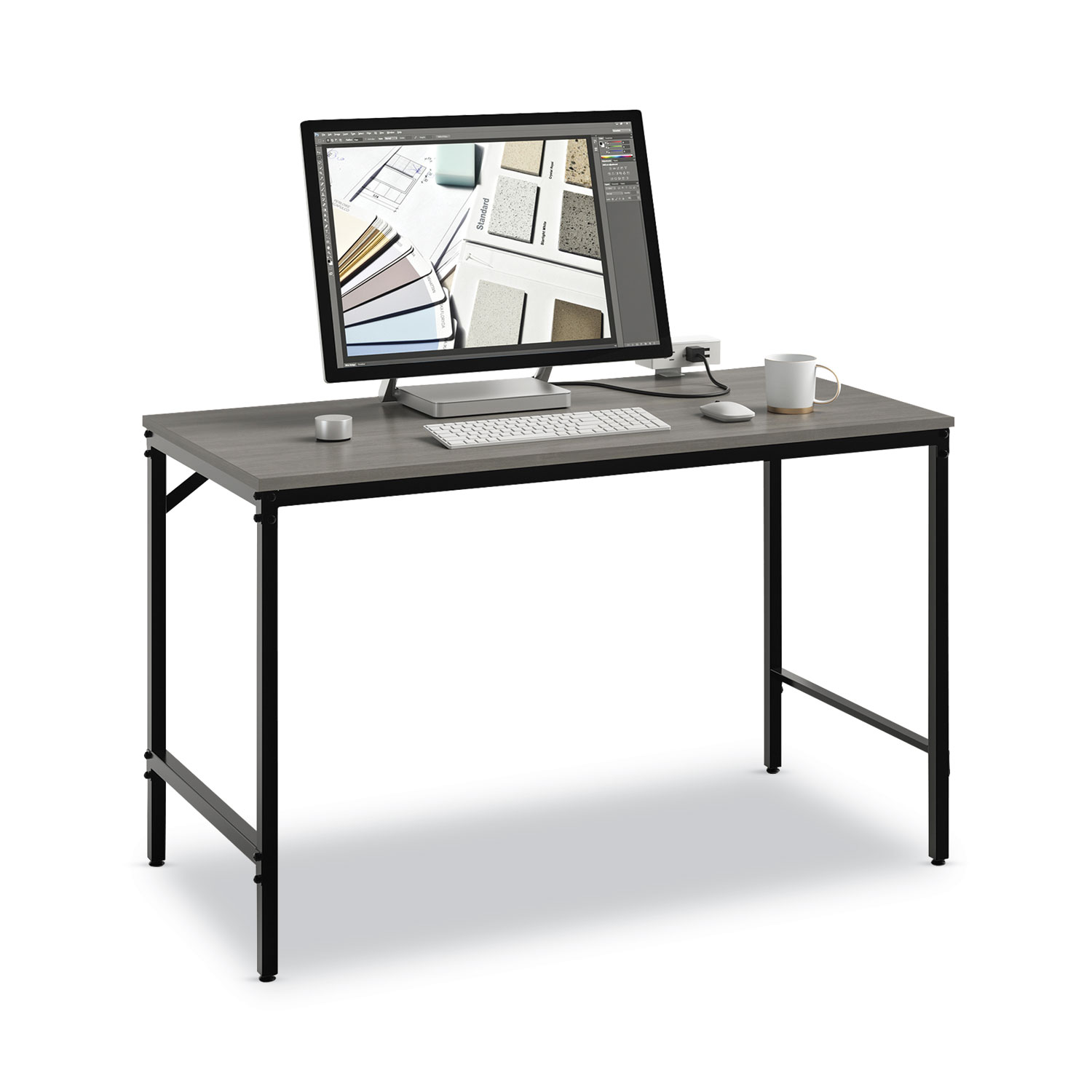 Simple Work Desk, 45.5" x 23.5" x 29.5", Gray - OFFICE PROS