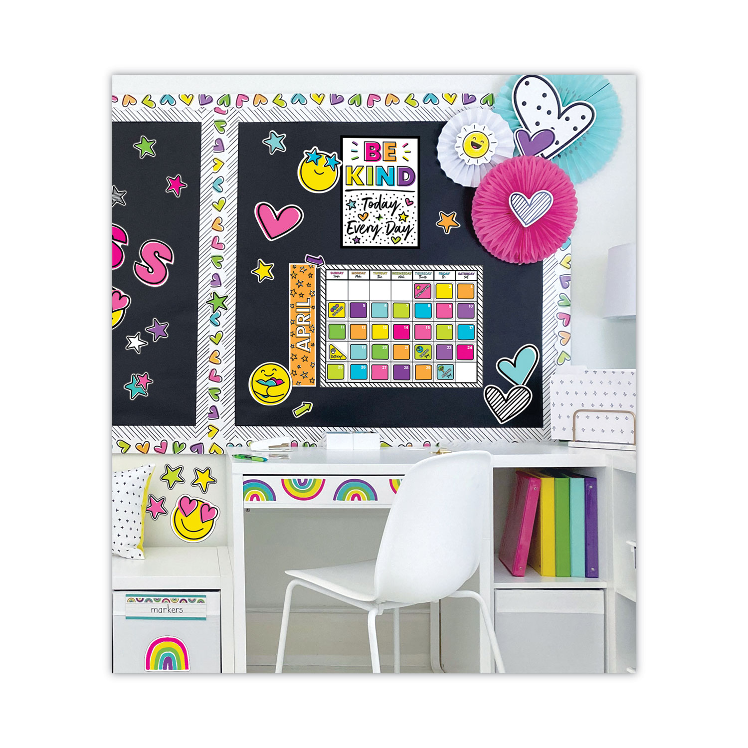 Calendar Bulletin Board Set Kind Vibes 129 Pieces Classroom