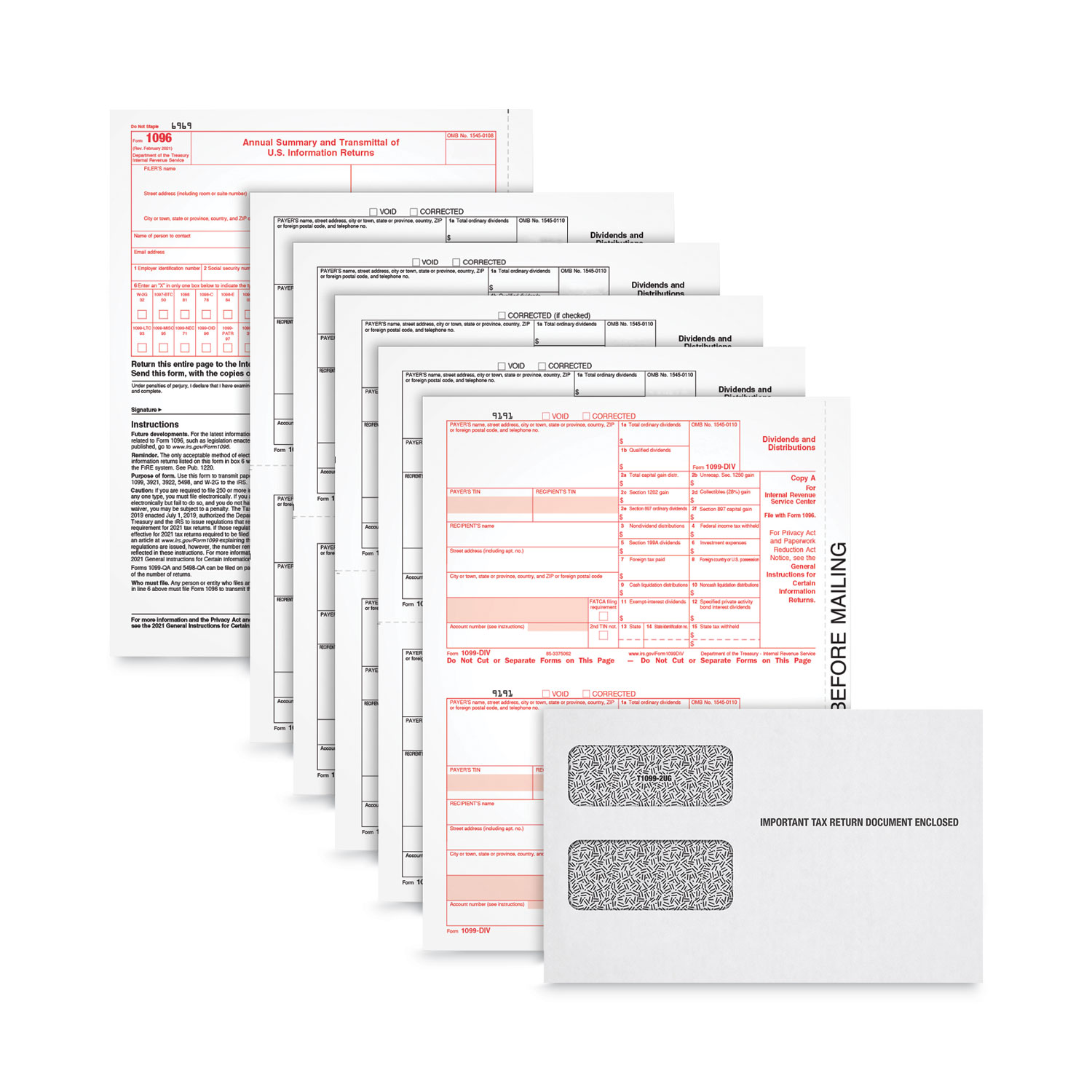 TOPS™ Five-Part 1099-DIV Tax Form Kit for Inkjet/Laser Printers, Five ...