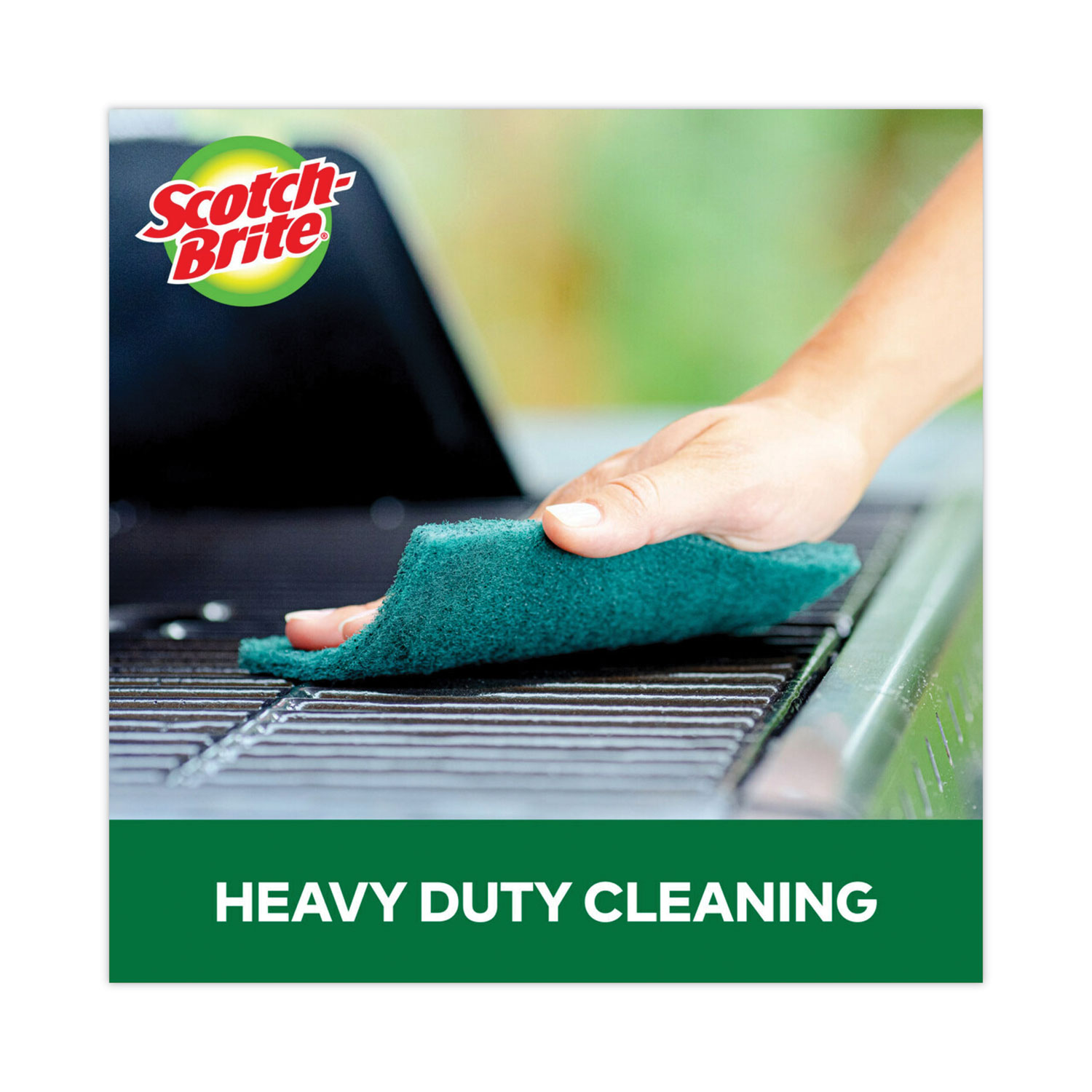 Scotch-Brite® Heavy-Duty Scouring Pad, 3.8 x 6, Green, 5/Carton ...
