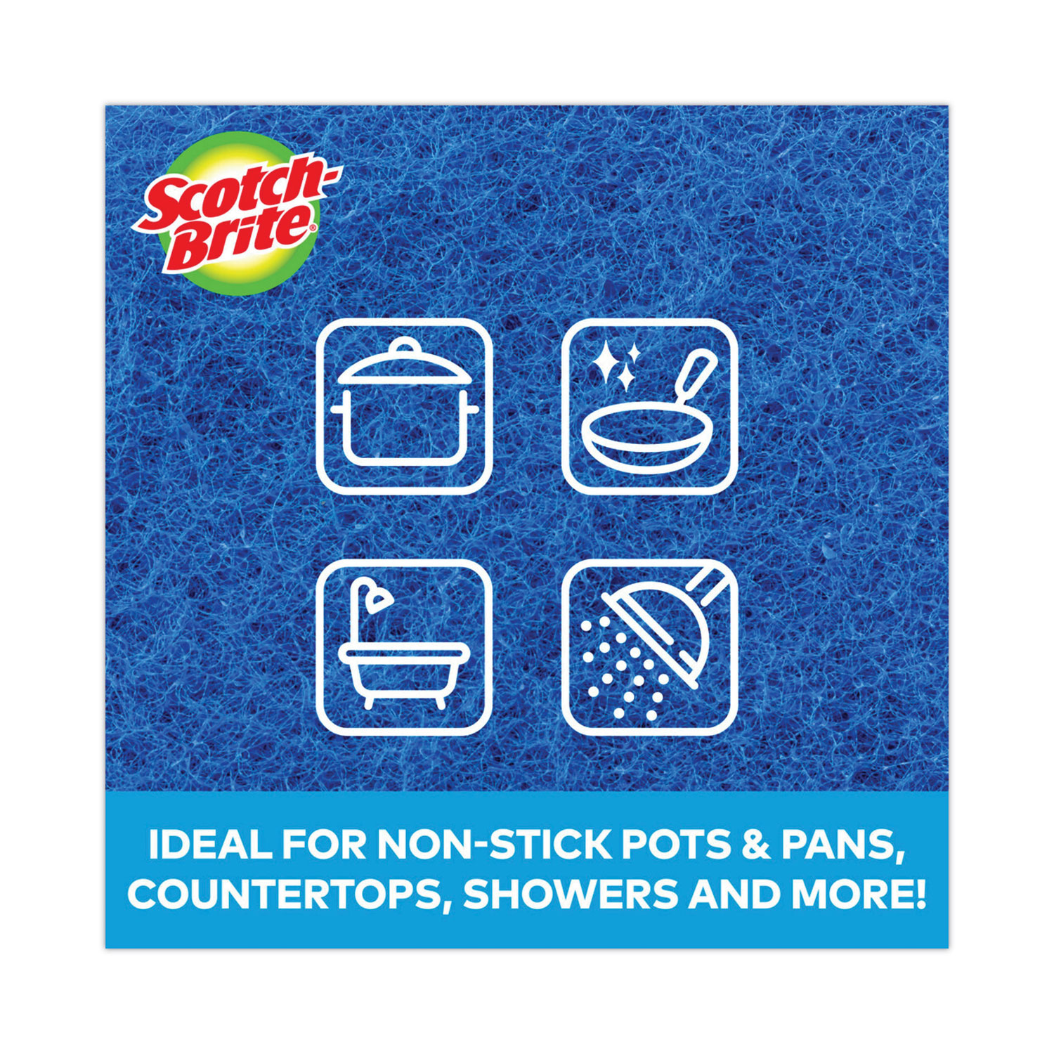 Non-Scratch Scour Pads, 3 x 6, Blue, 10/Carton - mastersupplyonline