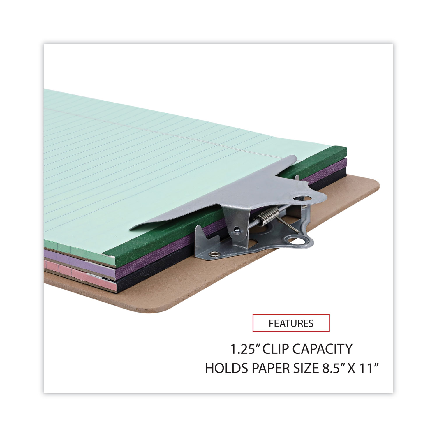 Hardboard Clipboard, 1.25" Clip Capacity, Holds 8.5 x 11 Sheets, Brown ...