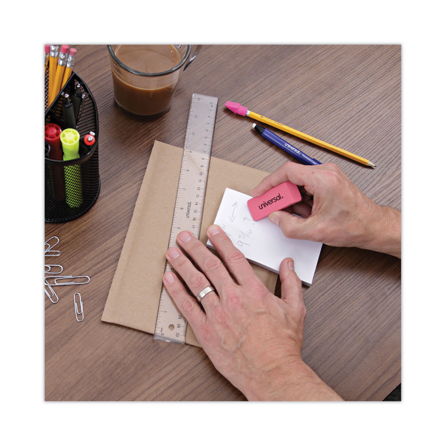 Universal® Bevel Block Erasers, For Pencil Marks, Slanted-Edge ...