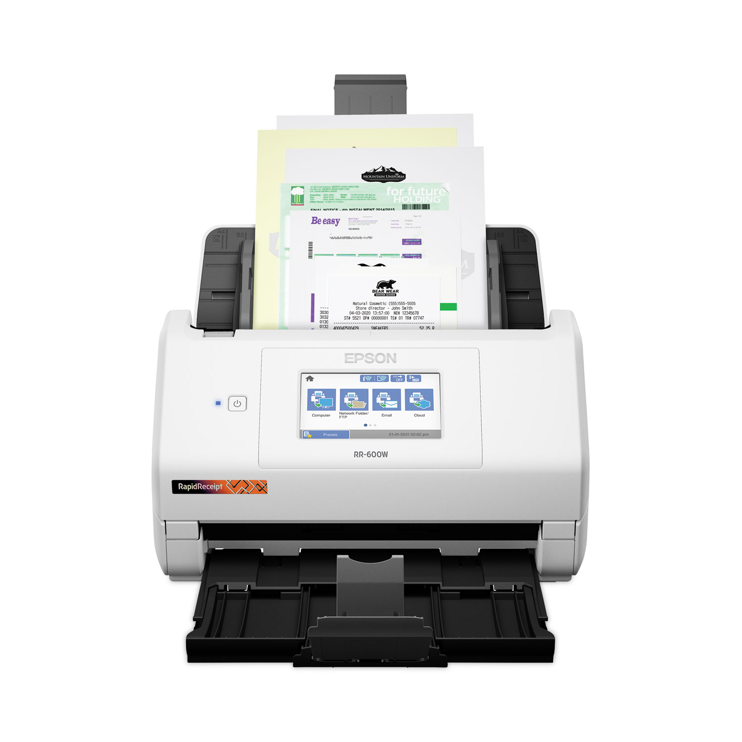 Epson® RapidReceipt RR-600W Scanner, Scans Up to 8.5 x 240, 600 dpi ...