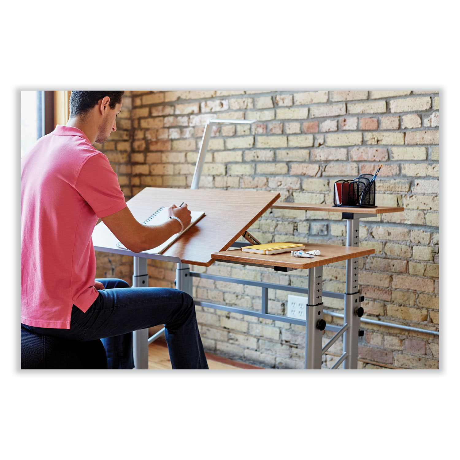 Height-Adjustable Split Level Drafting Table, Rectangular/Square, 47.25 ...