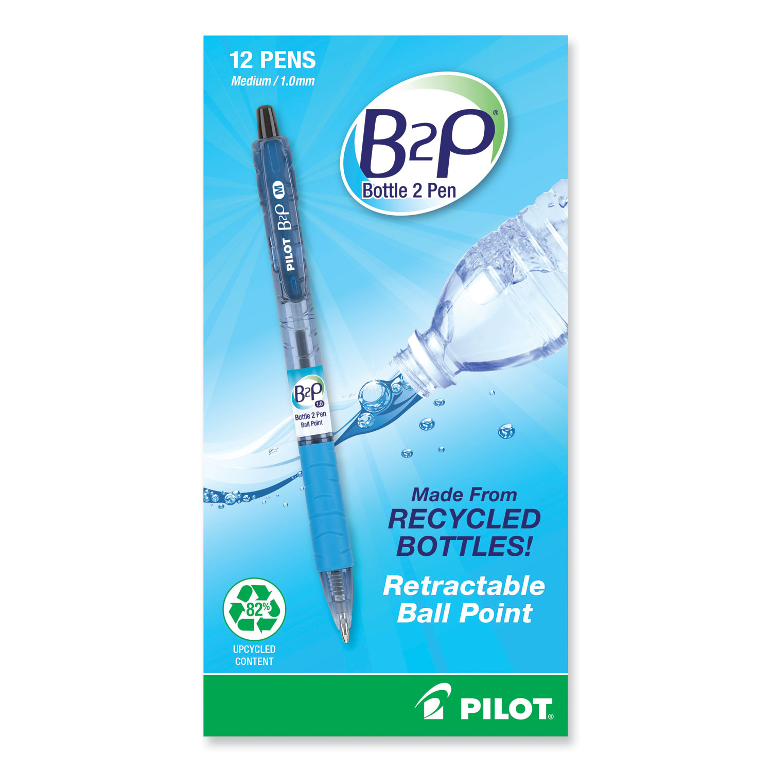 B2P Bottle-2-Pen Recycled Ballpoint Pen, Retractable, Medium 1 mm ...