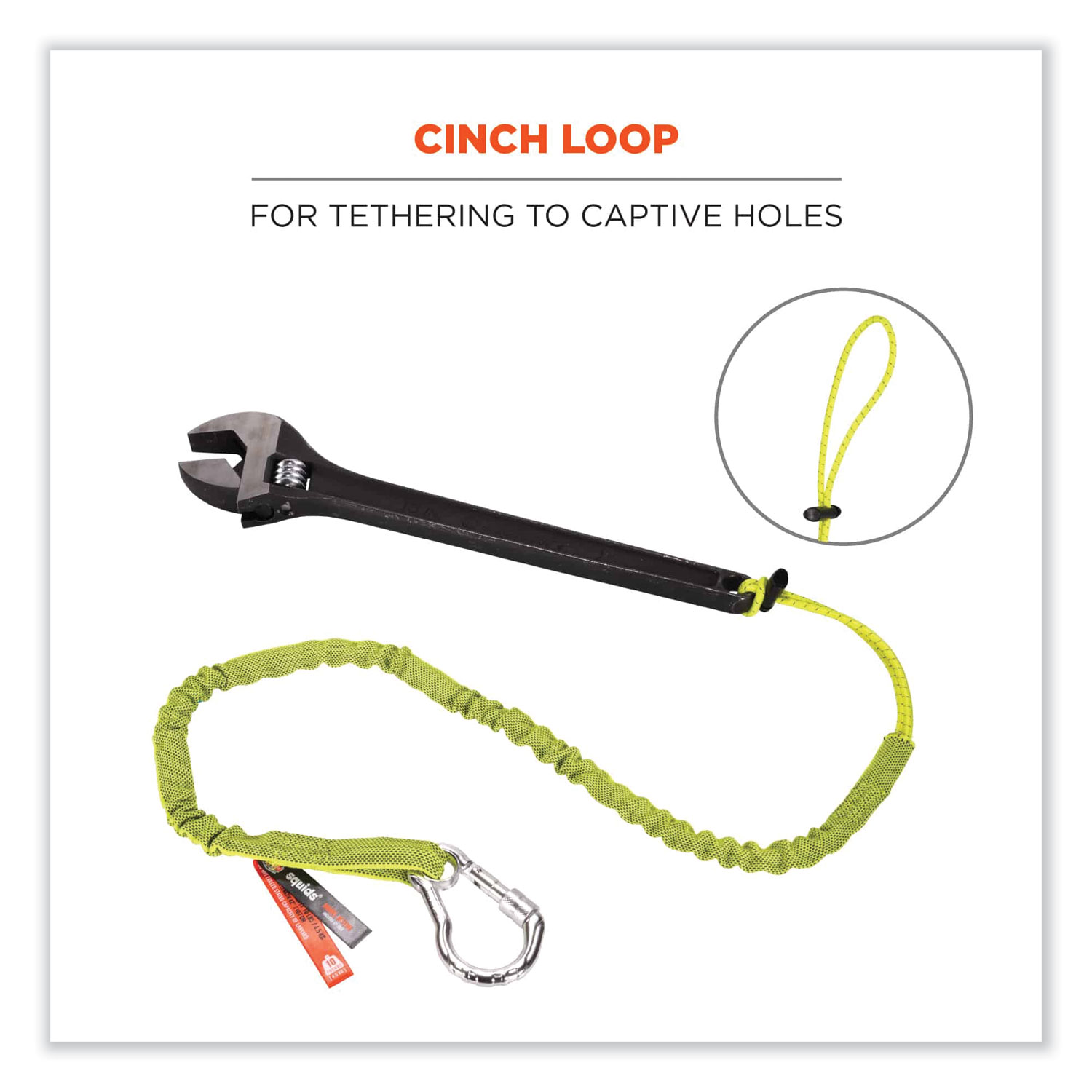 ergodyne® Squids 3100 Lanyard with Aluminum Carabiner + Cinch-Loop, 10 ...