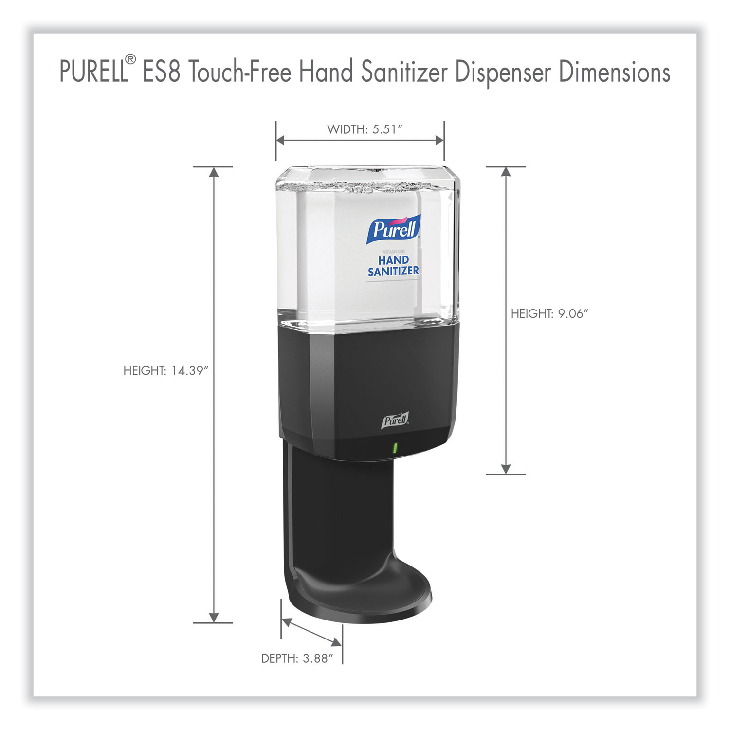 ES8 Touch Free Hand Sanitizer Dispenser, 1,200 mL, 5.25 x 8.56 x 12.13 ...