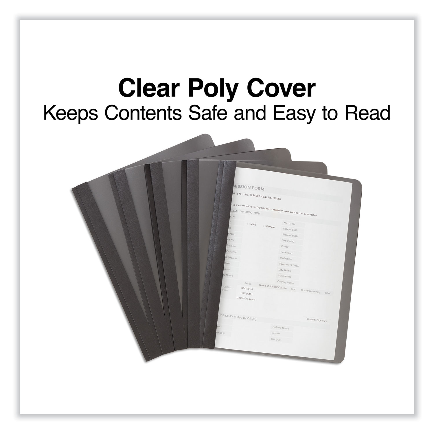 Clear Front Report Cover with Fasteners, Three-Prong Fastener, 0.5 ...