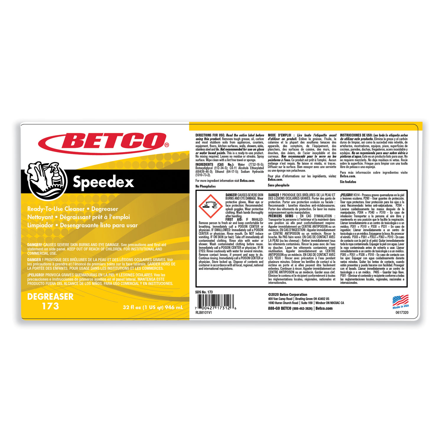 Betco® Speedex Degreaser, Mint, 32 oz Spray Bottle, 12/Carton ; | Mark ...