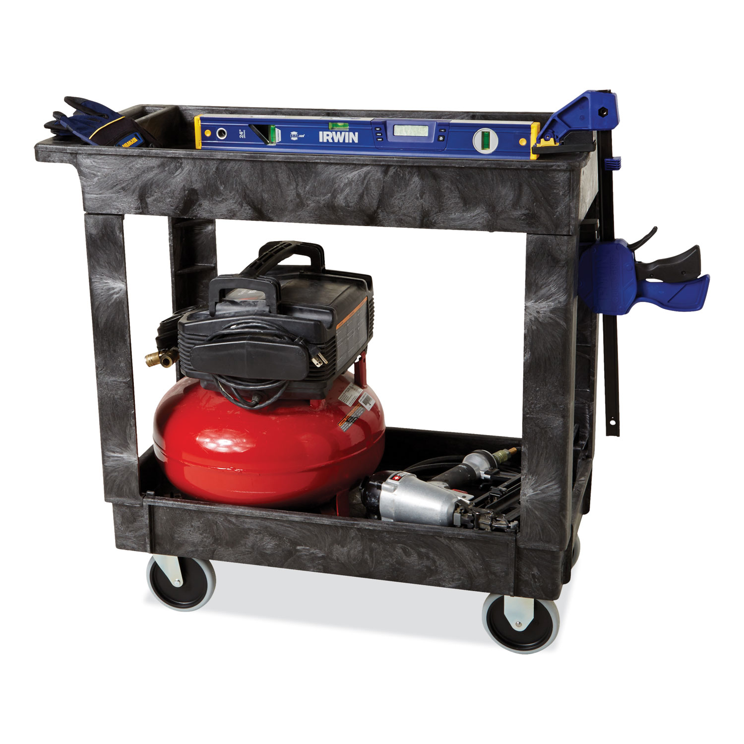 Service/Utility Carts, Plastic, 2 Shelves, 500 lb Capacity, 34.13" x 17 ...