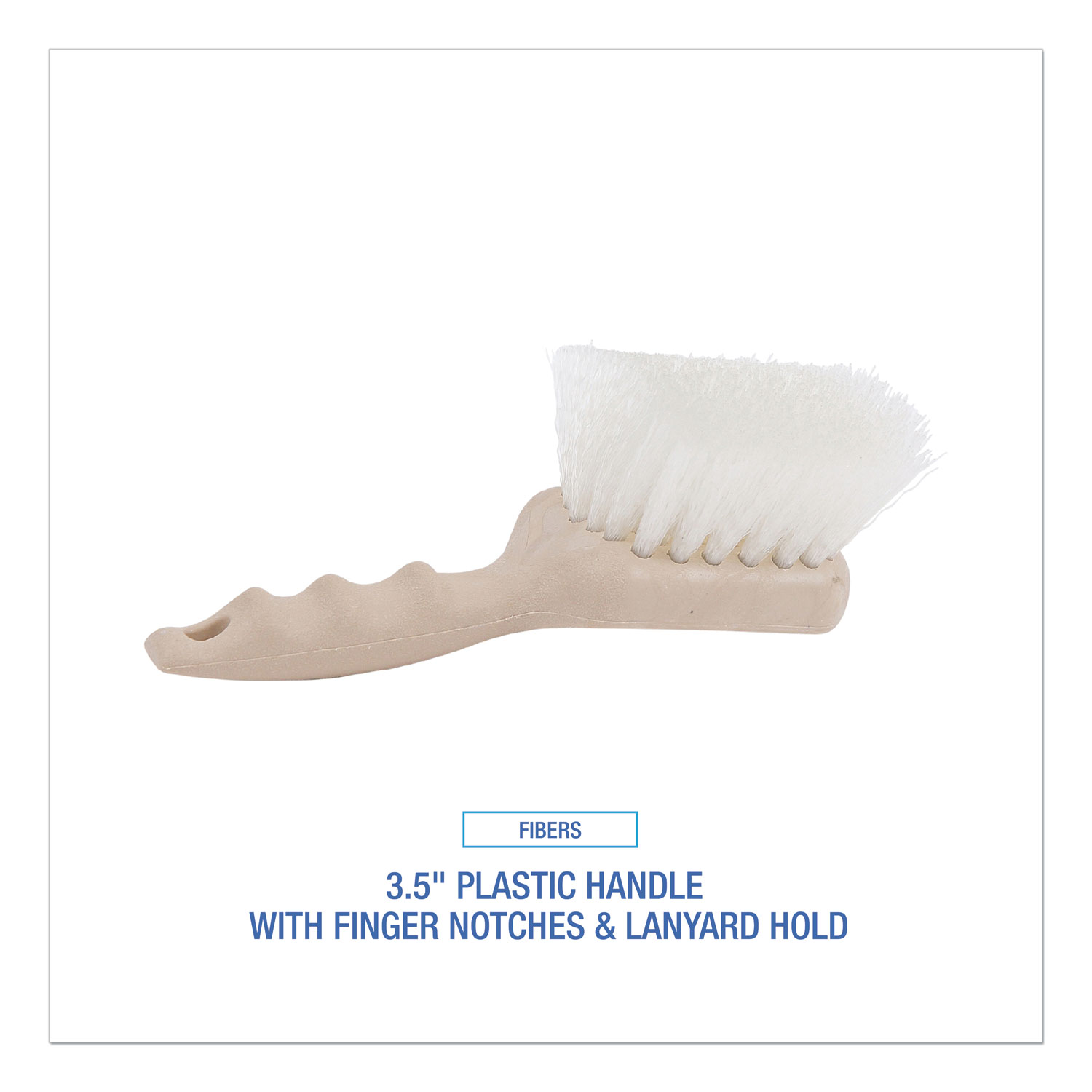 Utility Brush, Cream Nylon Bristles, 5.5" Brush, 3.5" Tan Plastic ...