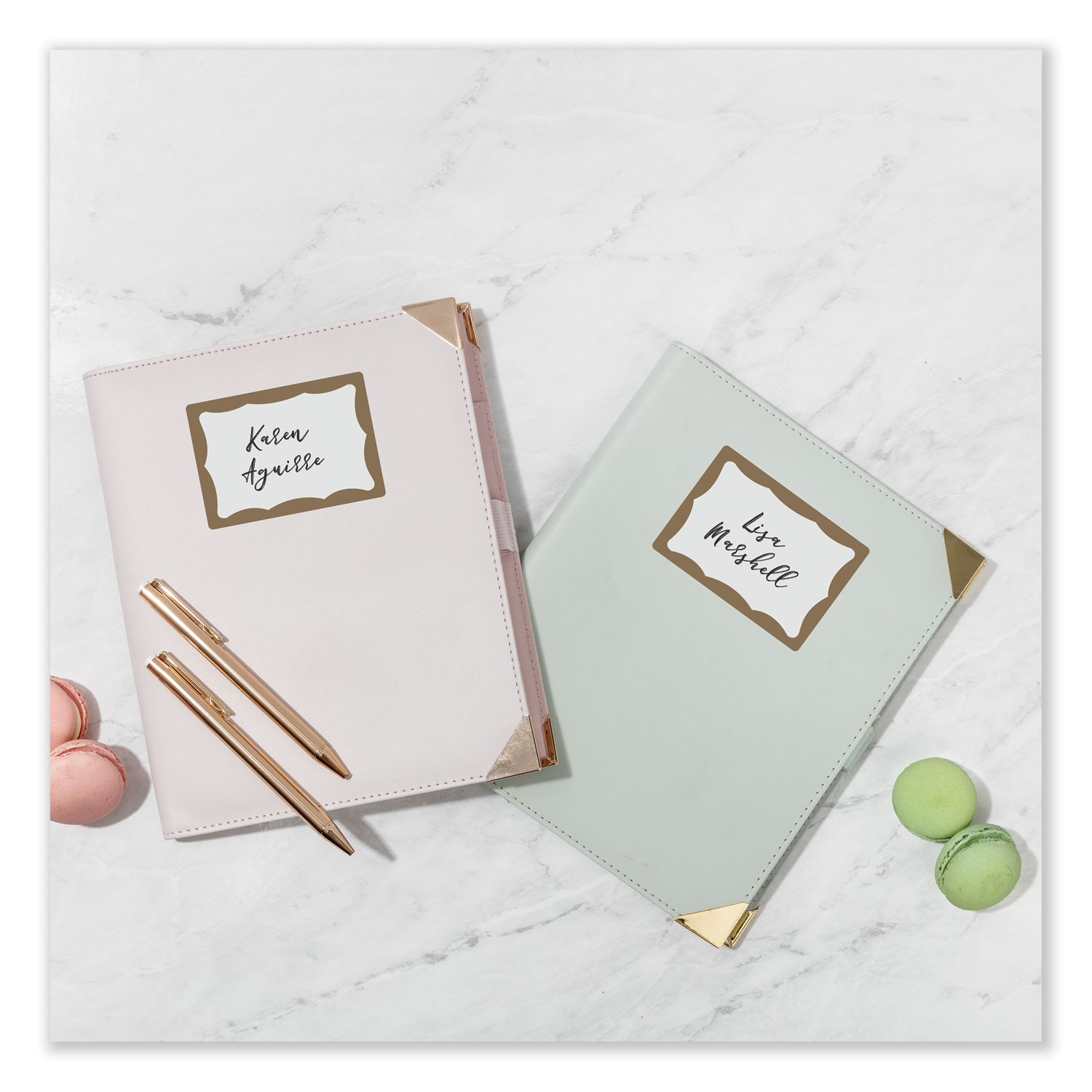 Printable Adhesive Name Badges, 3.38 x 2.33, Gold Border, 100/Pack - RD ...