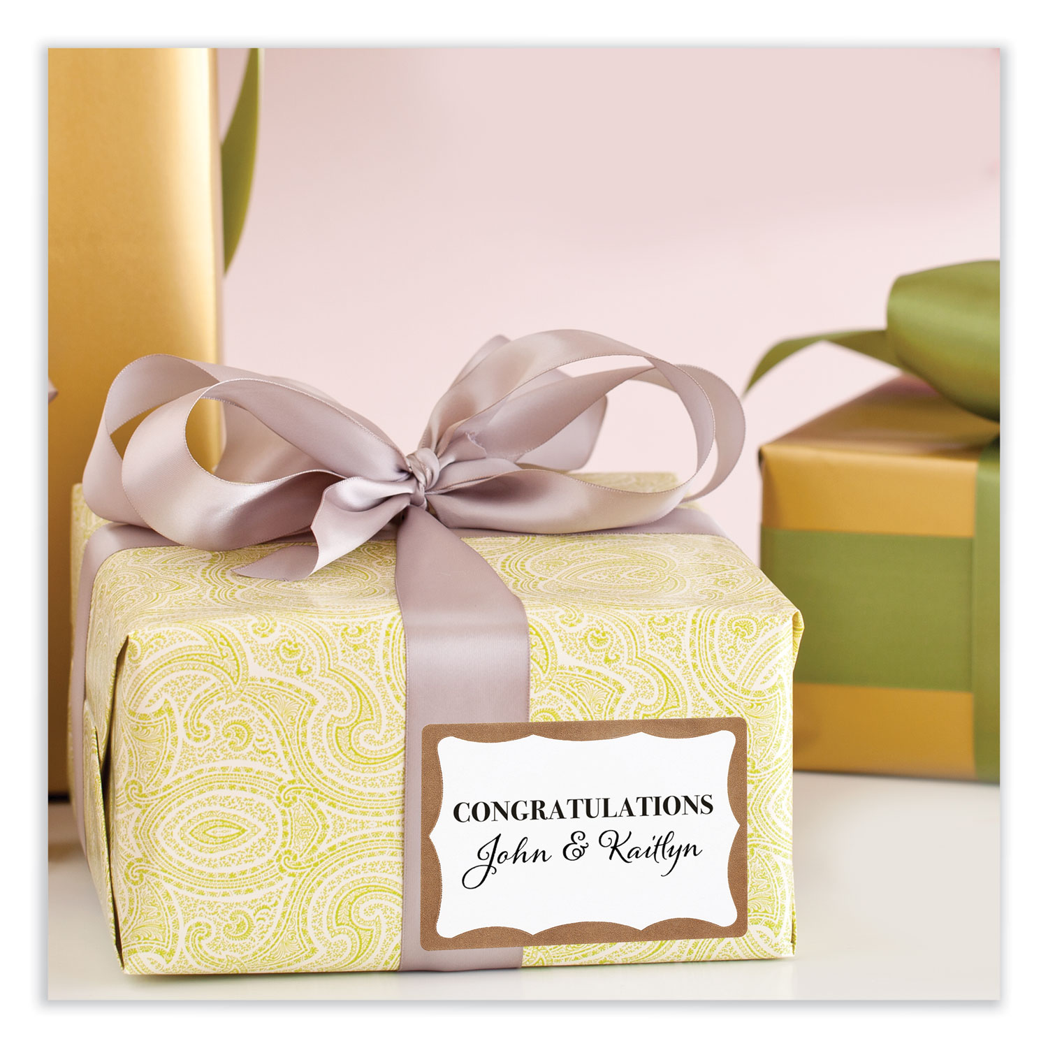 Printable Self-Adhesive Name Badges, 2-11/32 x 3-3/8, Gold Border, 100 ...