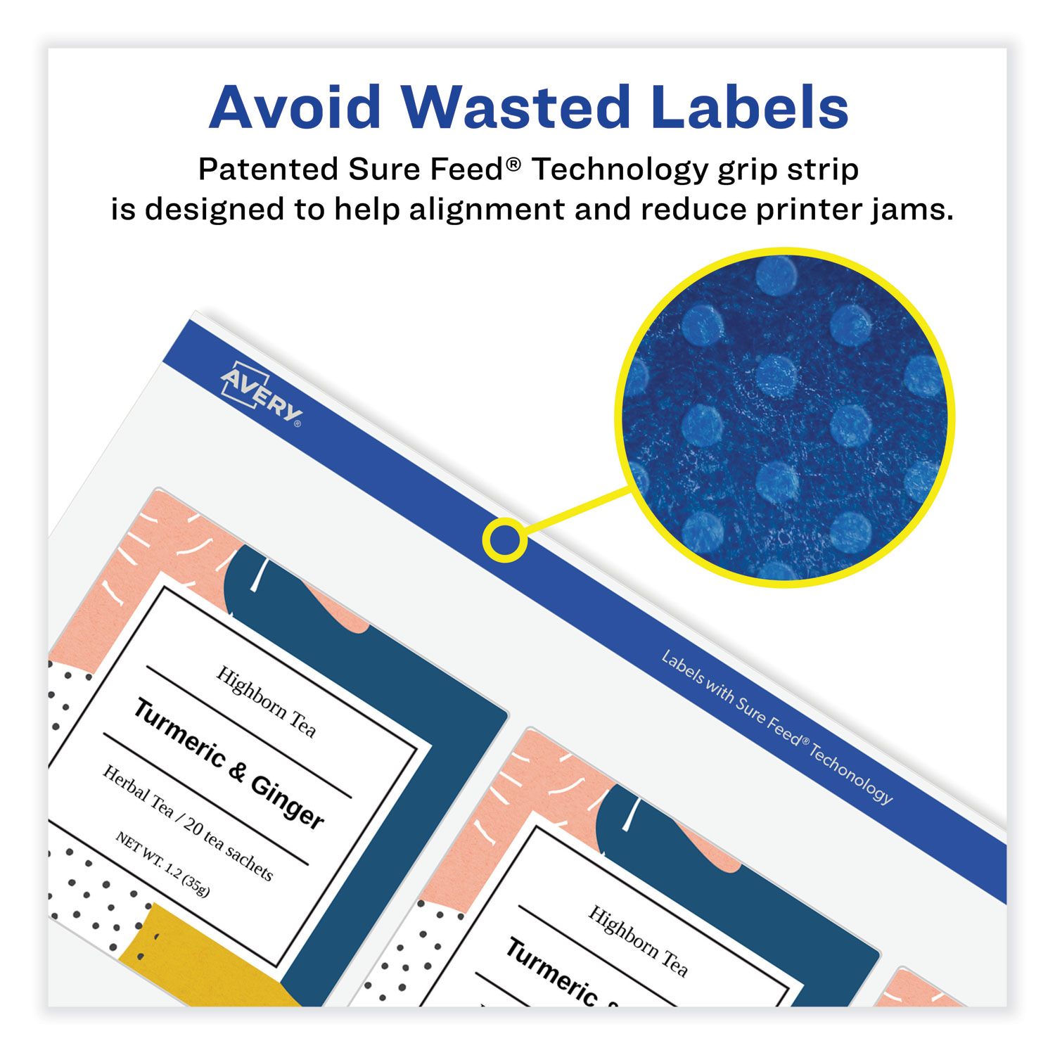 Vibrant Inkjet Color-Print Labels w/ Sure Feed, 1 x 2.63, Matte White ...