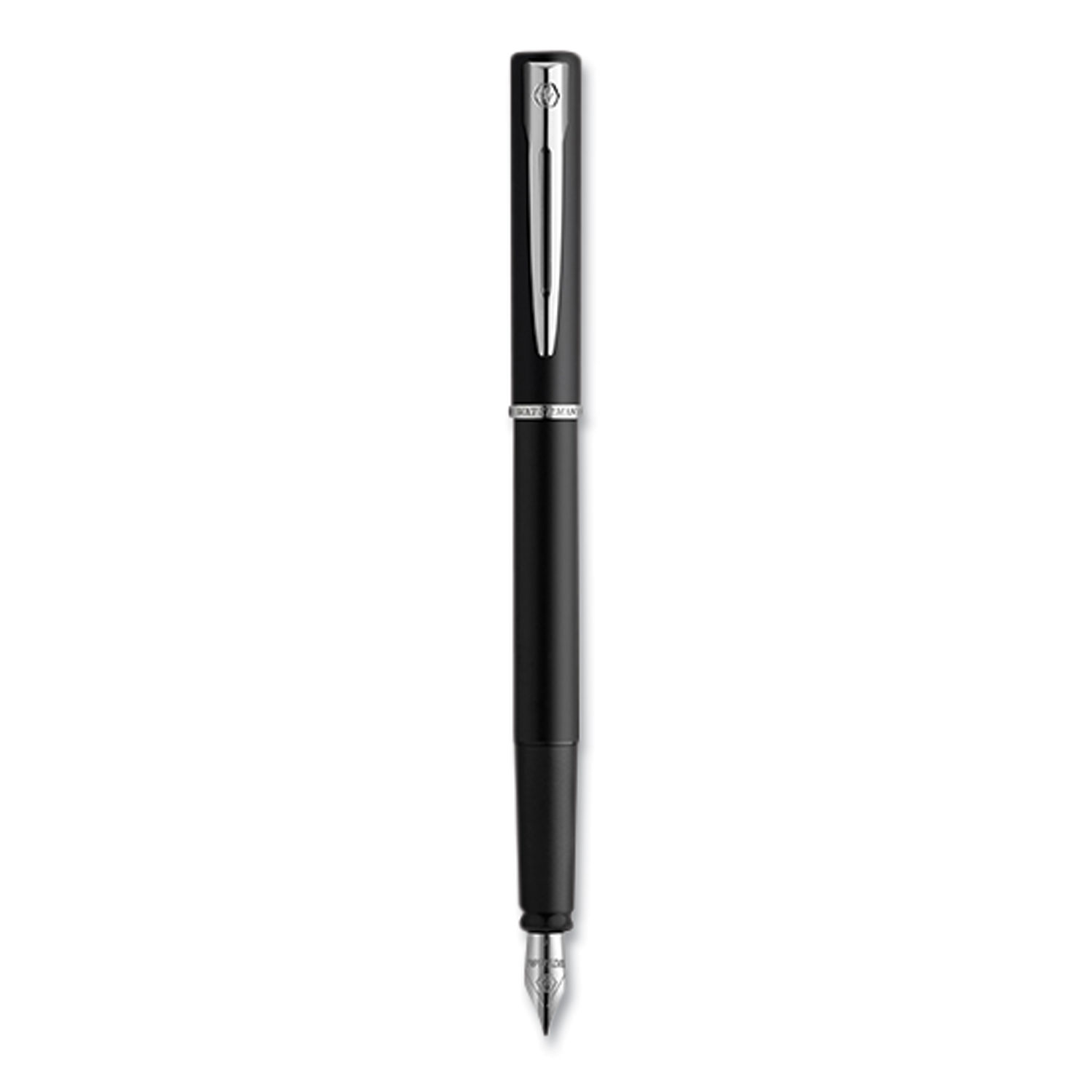 Allure Fountain Pen, Stick, Fine Nib, Blue Ink, Black/Silver Barrel ...