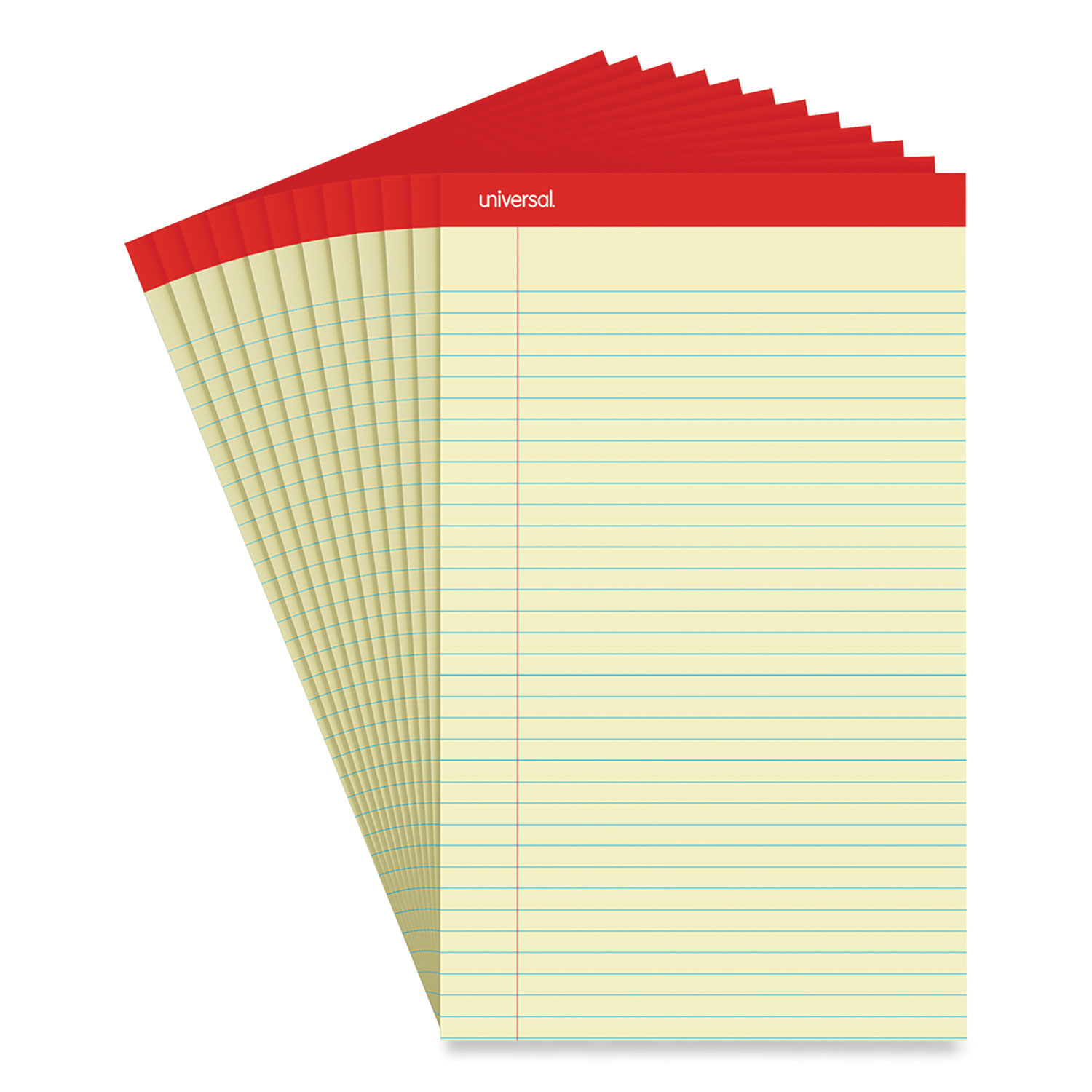 Perforated Ruled Writing Pads, Wide/Legal Rule, Red Headband, 50 Canary ...