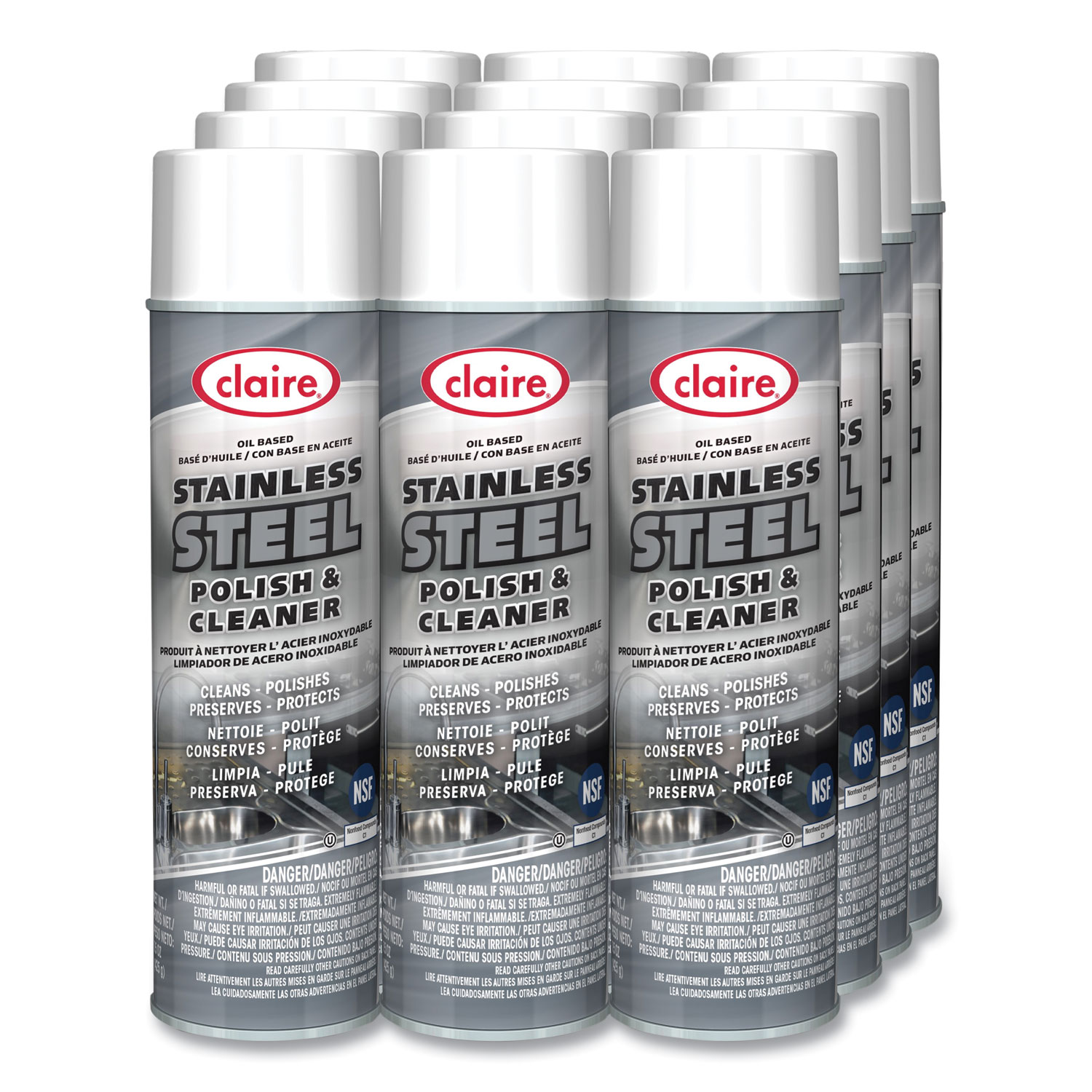 Claire® Stainless Steel Polish and Cleaner, Lemon Scent, 15 oz Aerosol ...