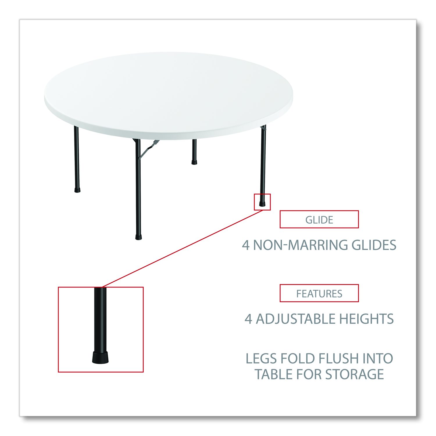 Alera® Round Plastic Folding Table, 60