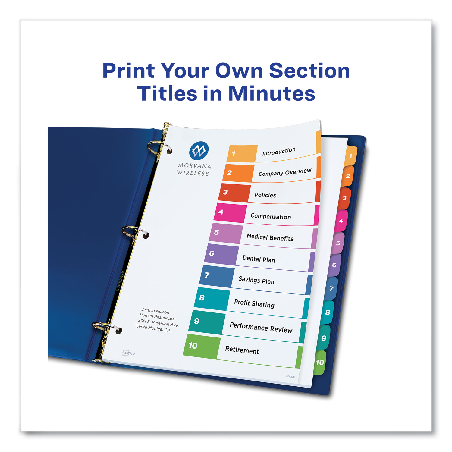 AVE11165 Avery Ready Index Customizable Table of Contents - Zuma