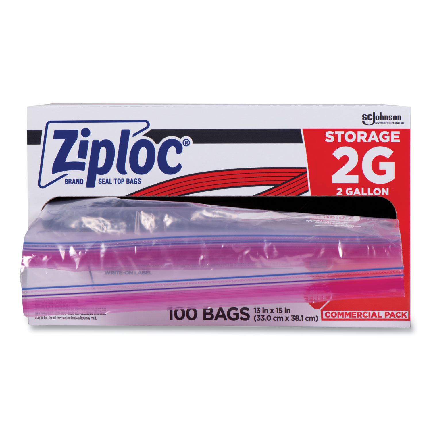 Double Zipper Storage Bags, 2 Gallon, 15" x 13", Clear, 100/Carton ...