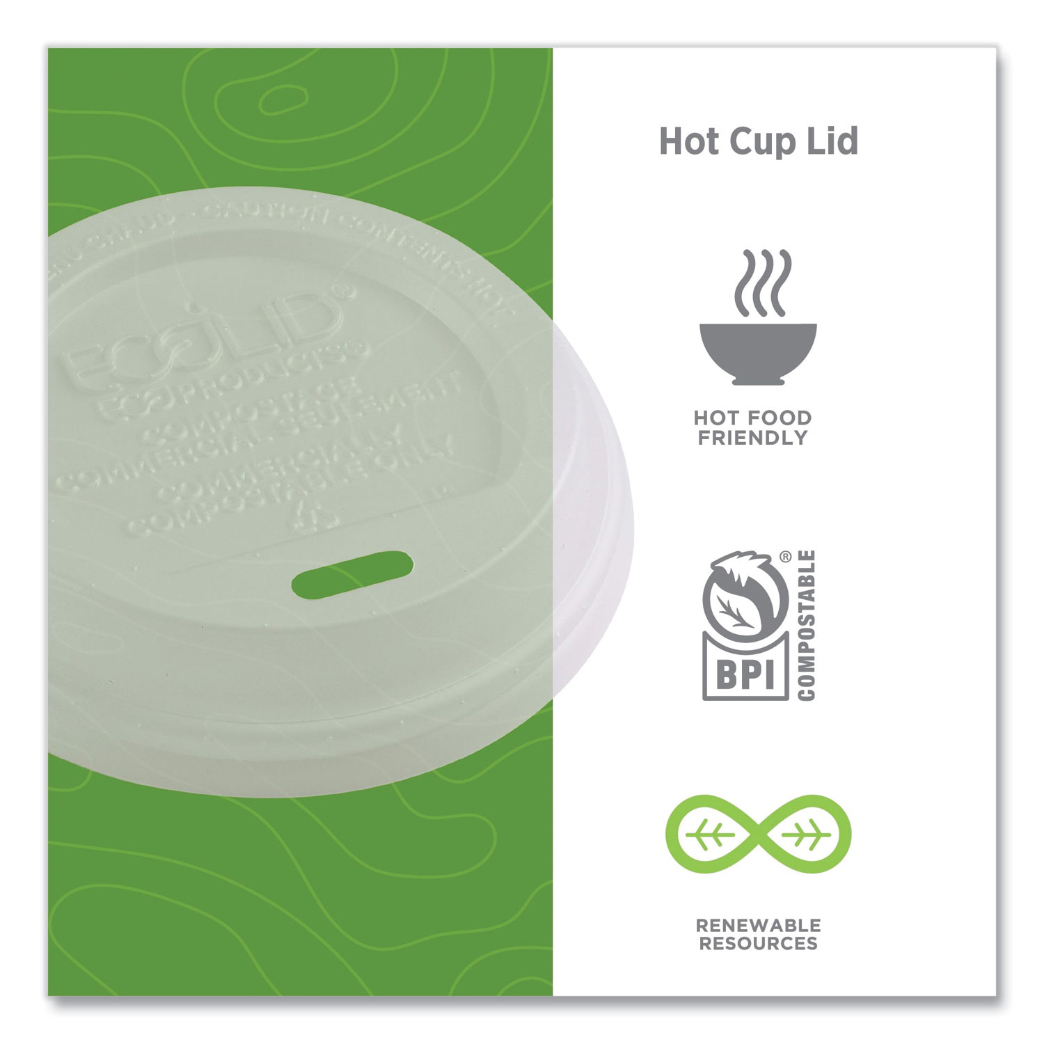 Eco-Products® EcoLid Renewable/Compostable Hot Cup Lids, Fits 8 oz Hot ...