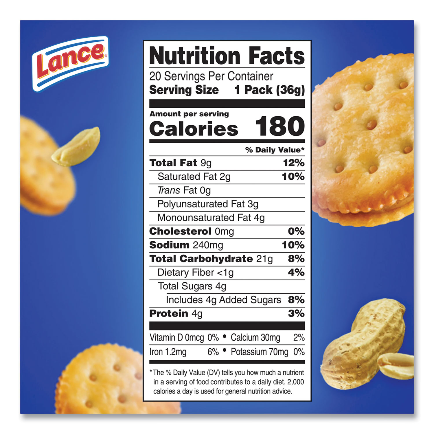 Lance® Toasty Crackers, Peanut Butter, 1.25 oz Packet, 24/Box ; | Genco ...