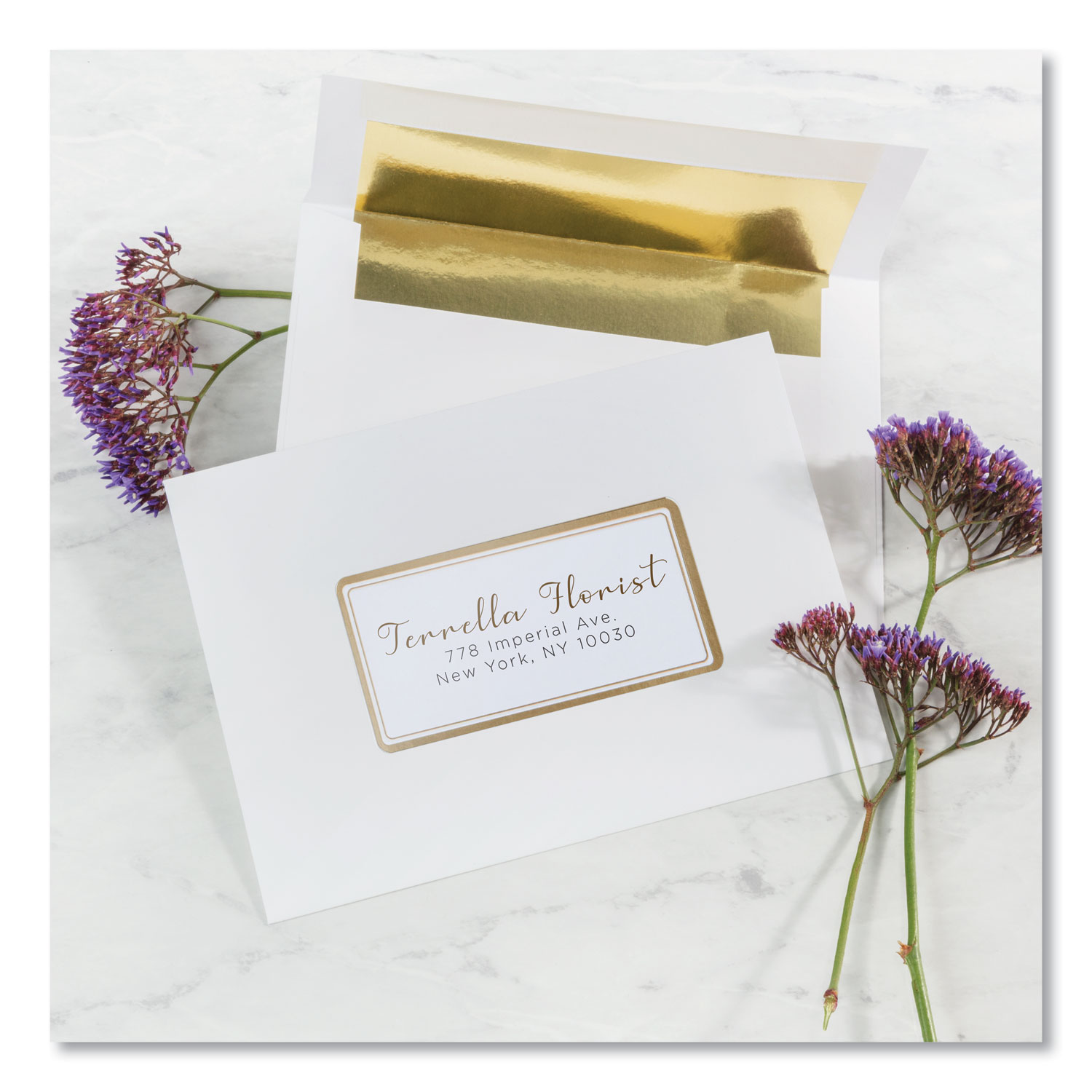 White Easy Peel Mailing Labels with Metallic Border, Inkjet/Laser ...