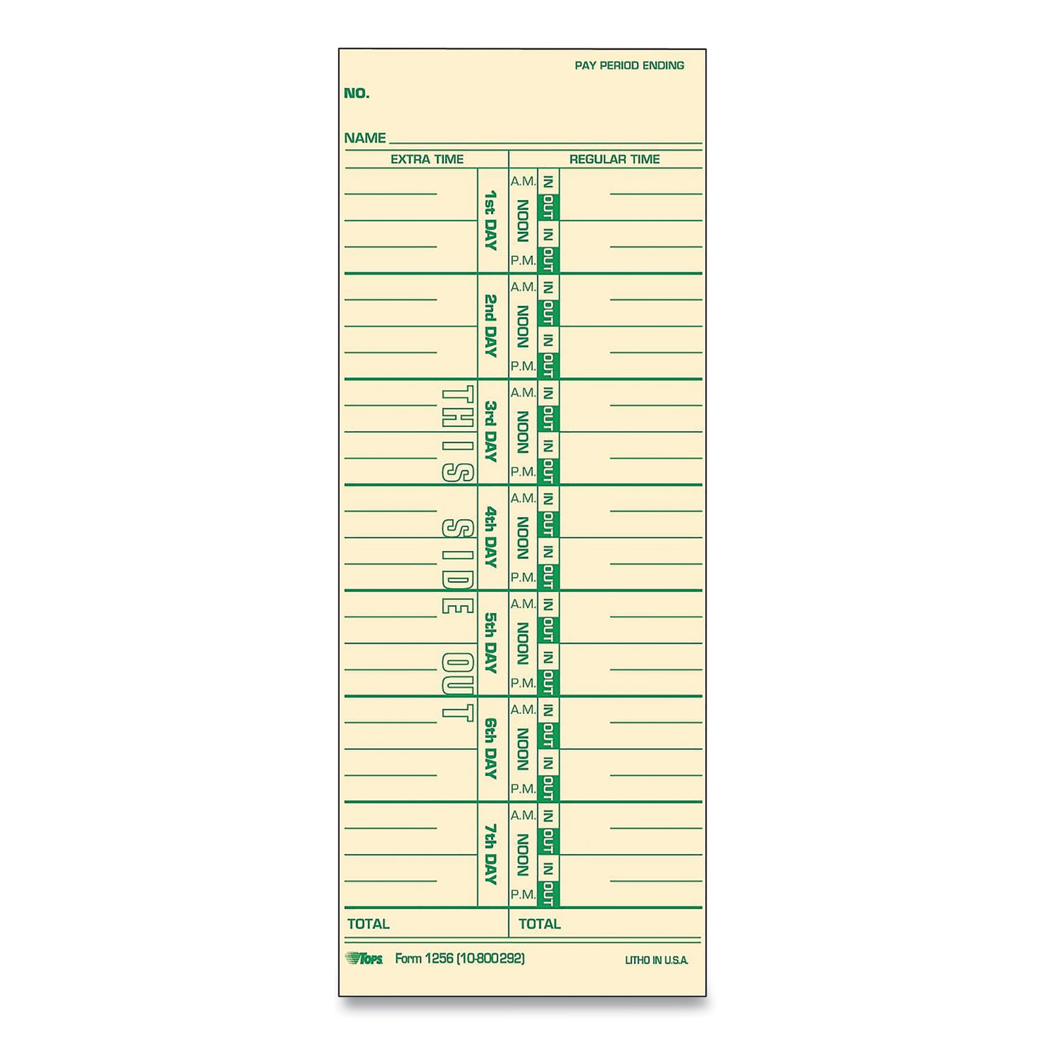 Time Clock Cards, Replacement for 10-800292, One Side, 3.5 x 9, 500/Box ...