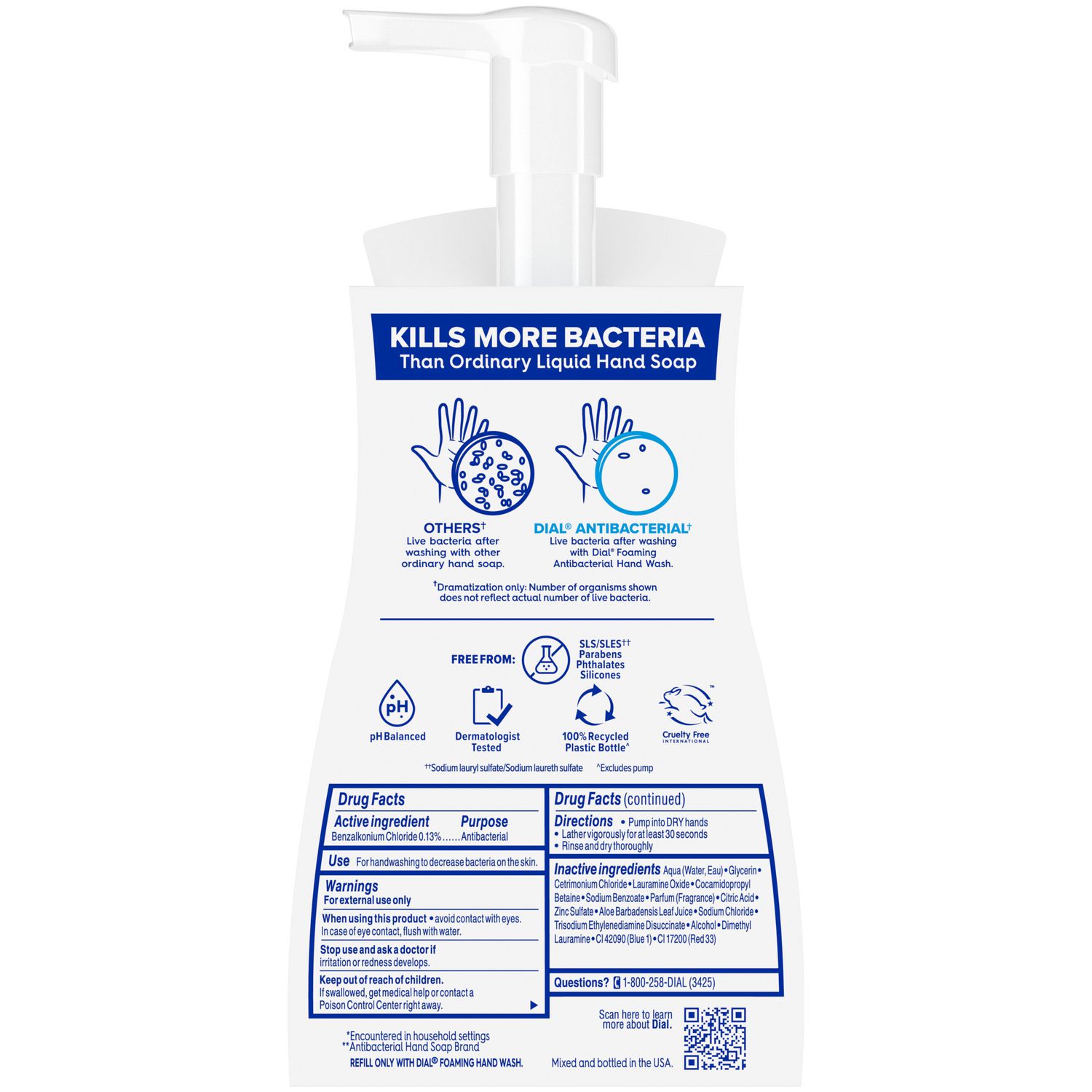 Dial® Antibacterial Foaming Hand Wash, Spring Water Scent, 10 oz, 8 ...
