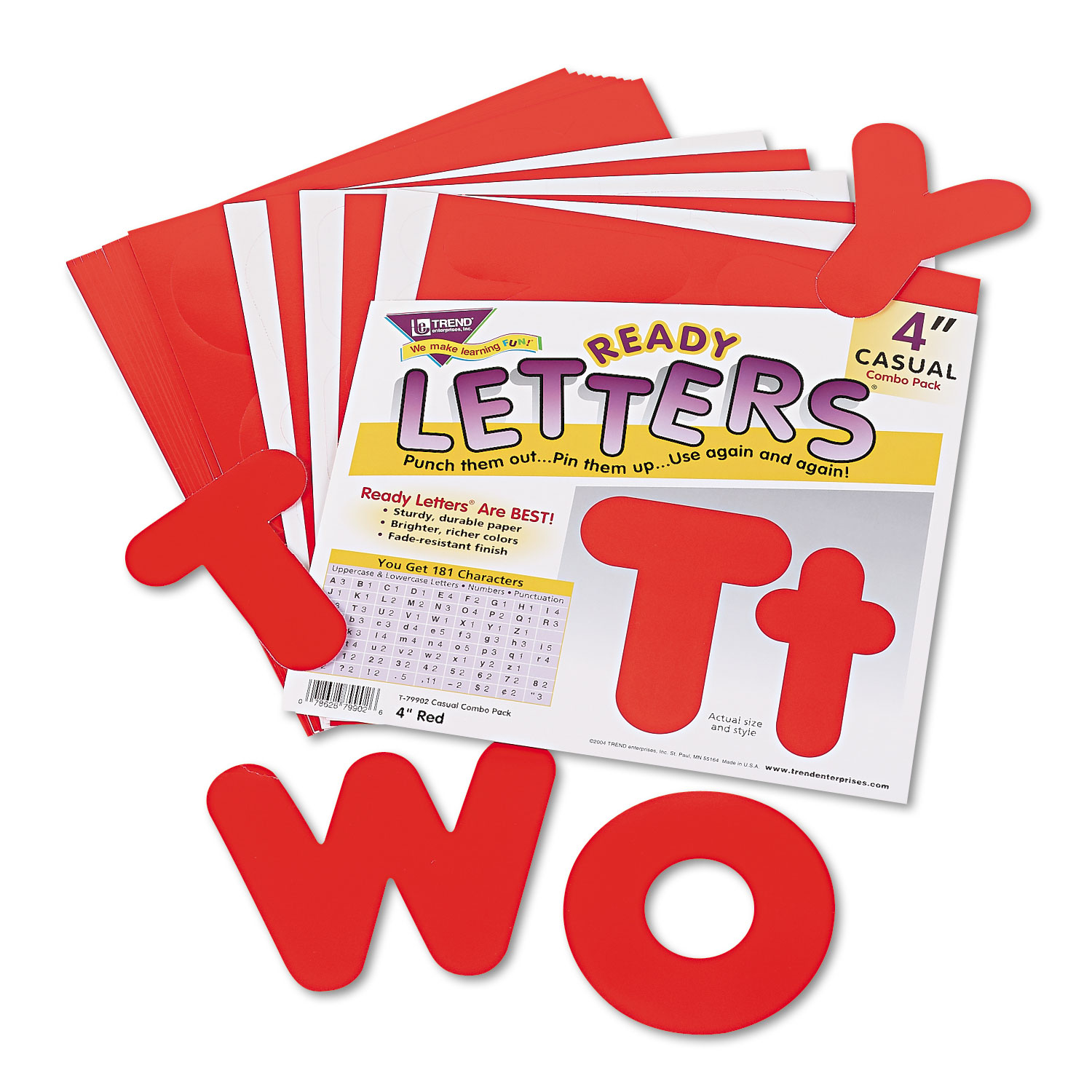 Ready Letters Casual Combo Set, 4" Tall, Red Characters, 182/Set - Reparto